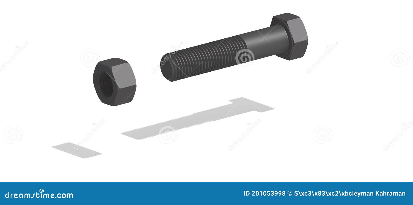 Hexagonal Bolt And Nuts Technical Drawing Vector Illustrations ...