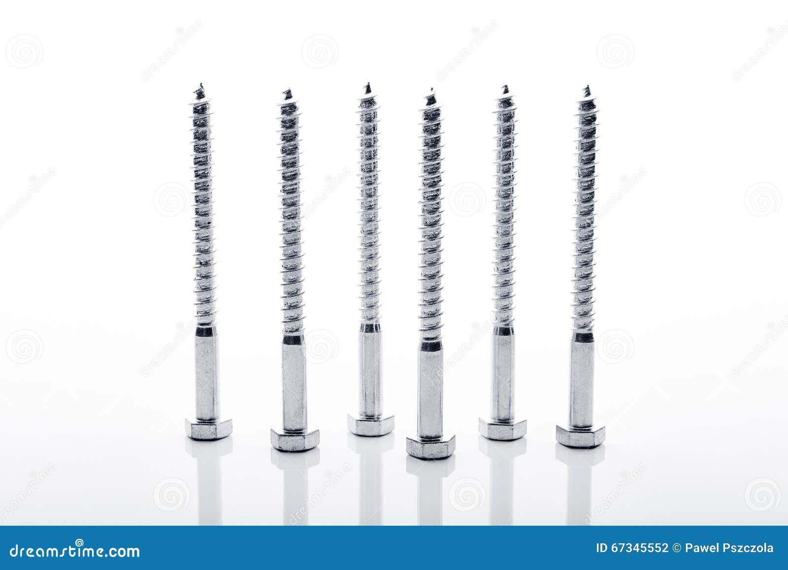 Hexagonal Threaded Steel Bolts or Screws Used in Carpentry. Objects on ...