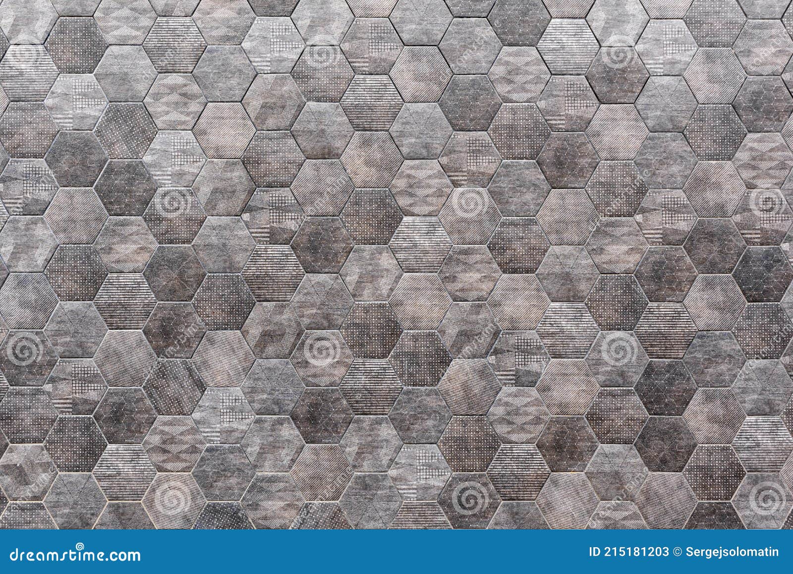 Hexagonal Tile Wall, Gray Hexagonal Tile, Outdoor Wall, Space for Text ...