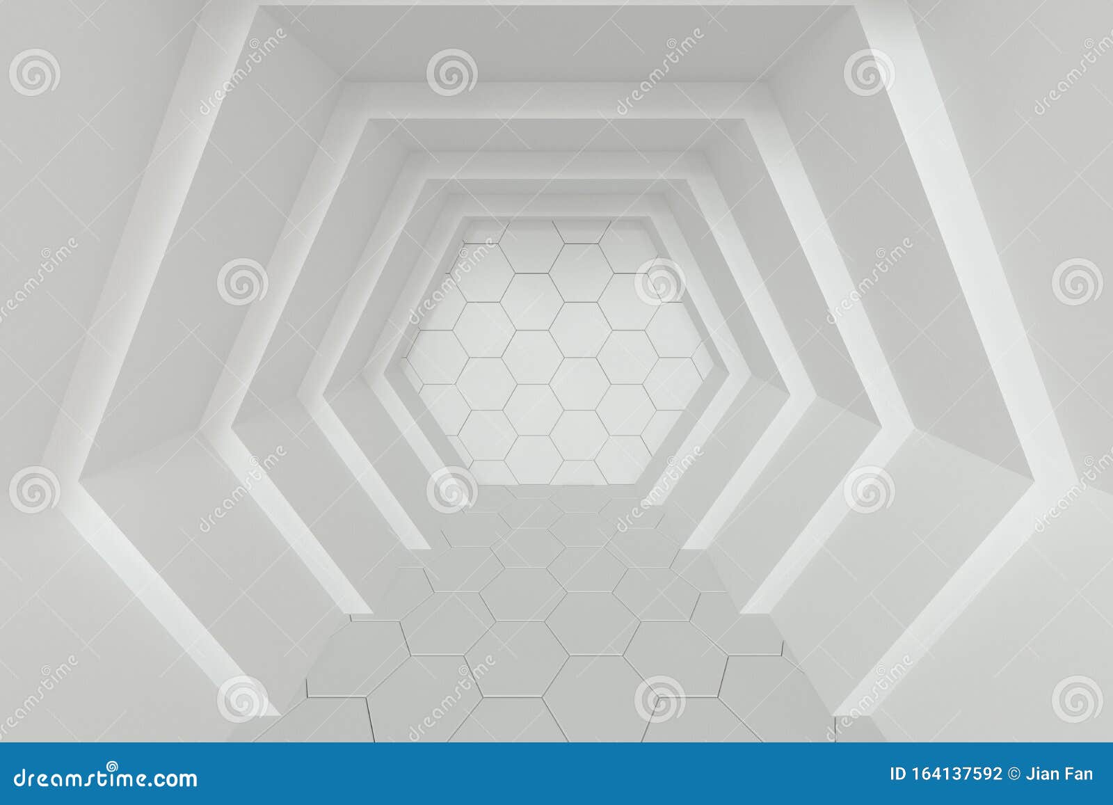Hexagonal Tunnel Space with Hexagon Cubes, 3d Rendering Stock ...