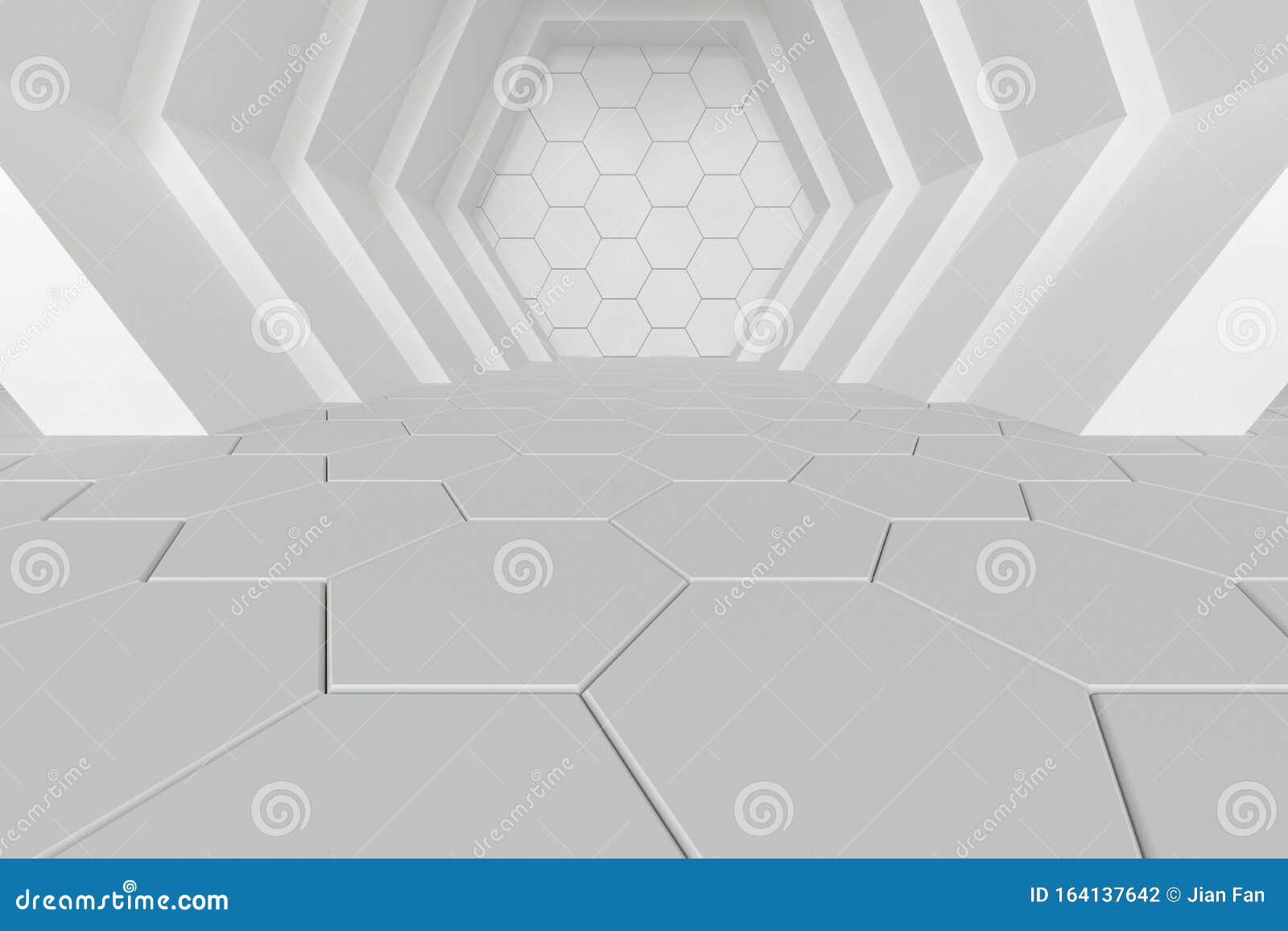Hexagonal Tunnel Space with Hexagon Cubes, 3d Rendering Stock ...