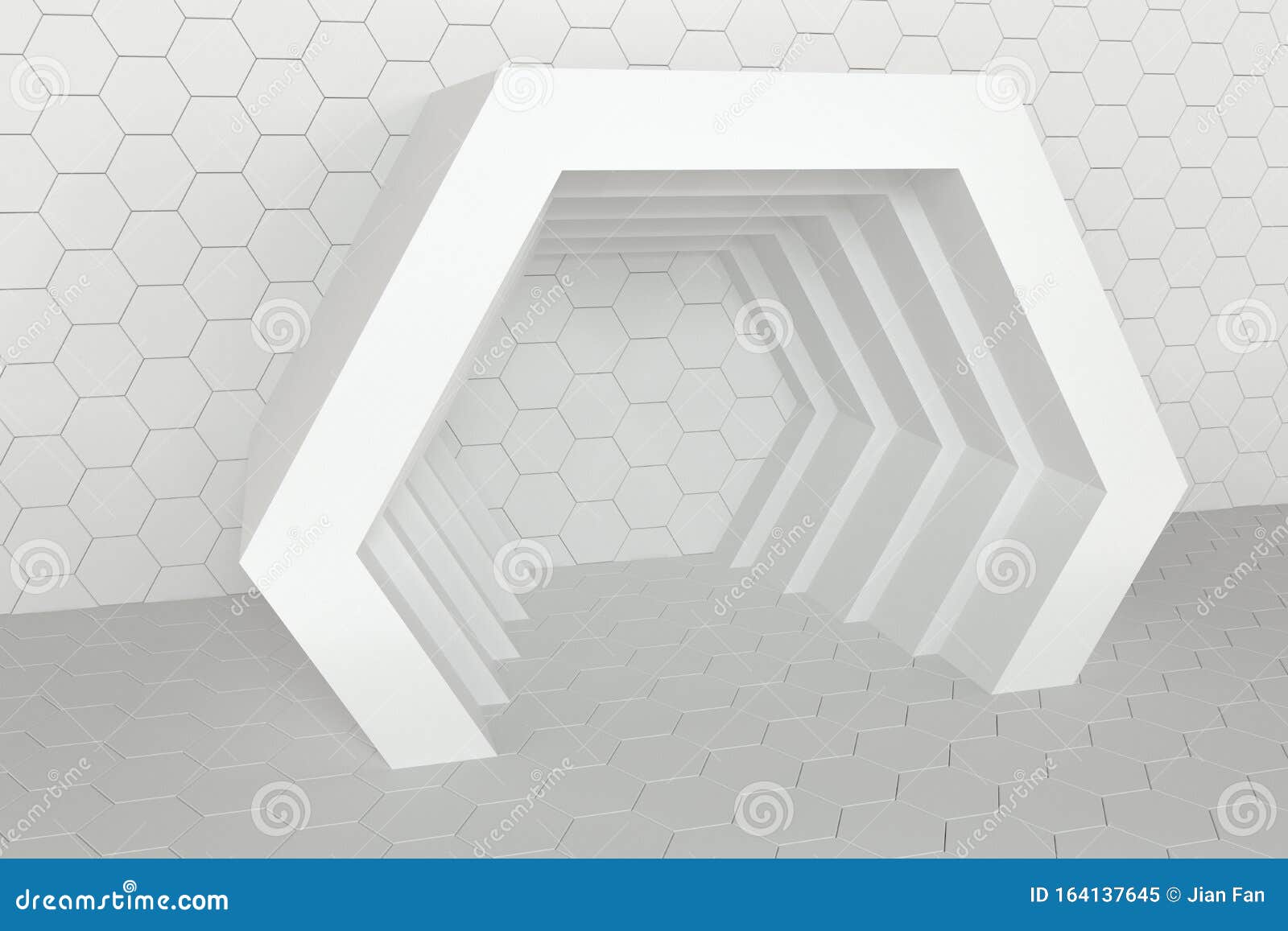 Hexagonal Tunnel Space with Hexagon Cubes, 3d Rendering Stock ...
