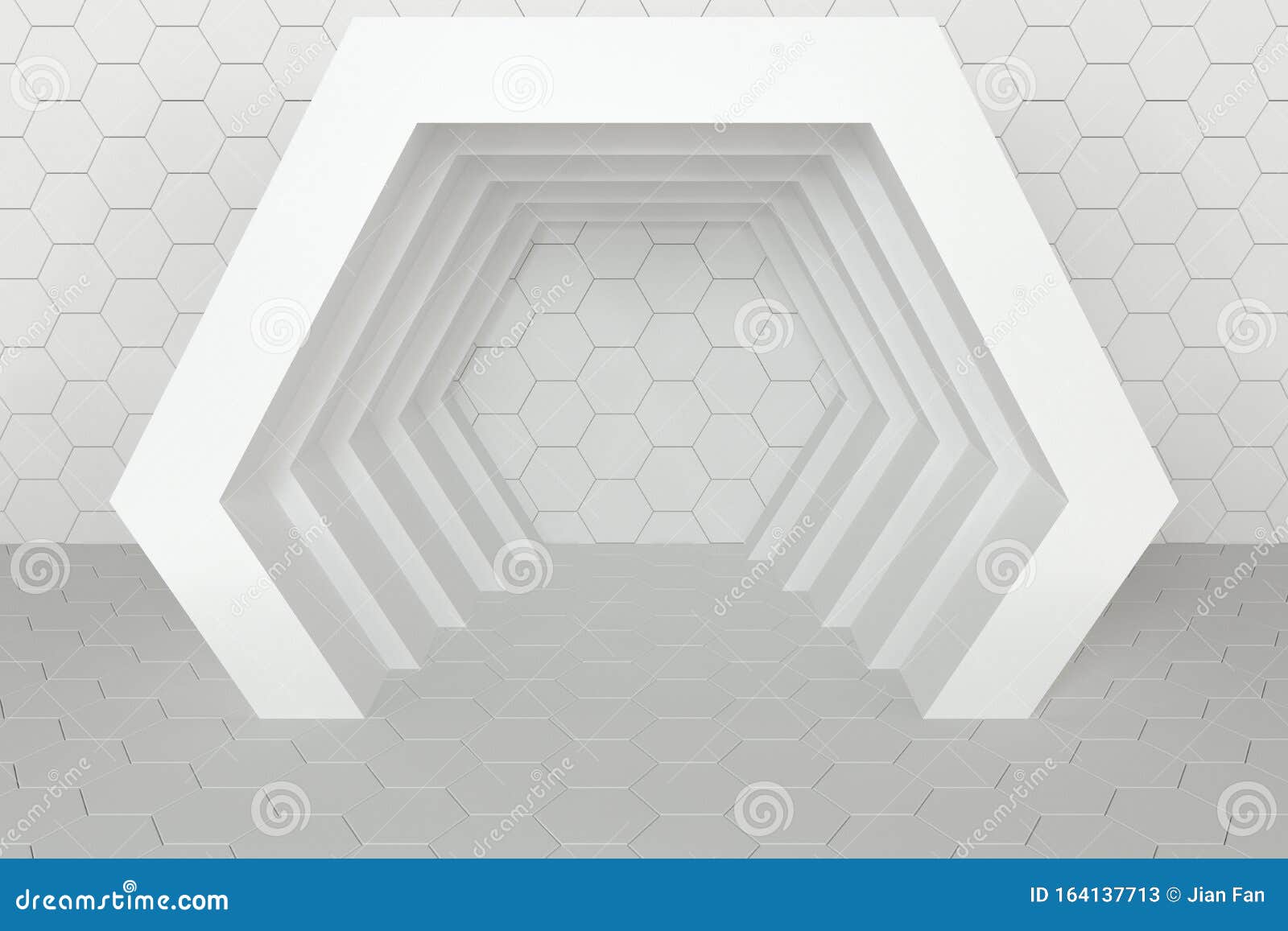 Hexagonal Tunnel Space with Hexagon Cubes, 3d Rendering Stock ...
