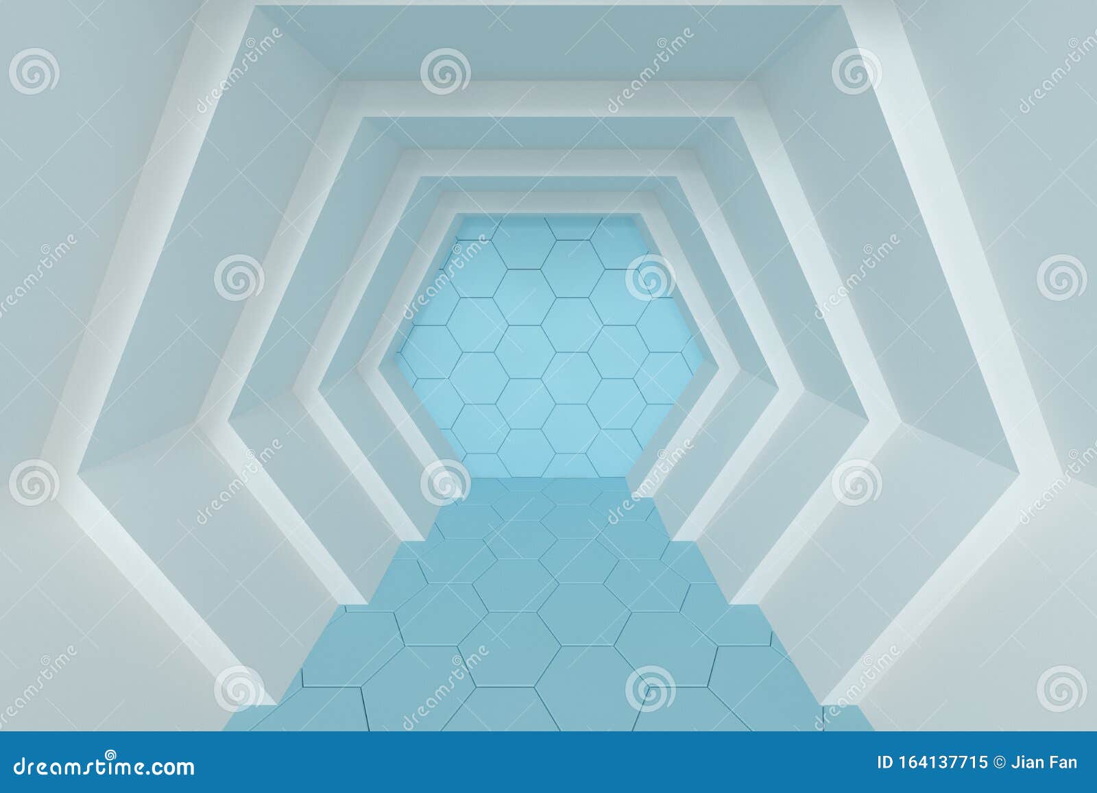 Hexagonal Tunnel Space with Hexagon Cubes, 3d Rendering Stock ...