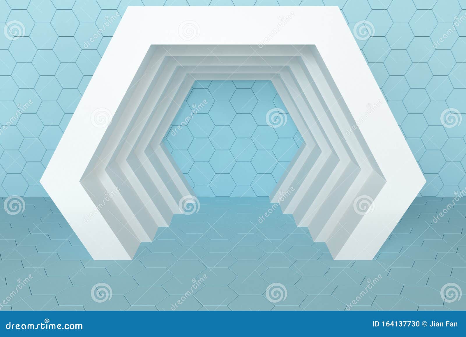 Hexagonal Tunnel Space with Hexagon Cubes, 3d Rendering Stock ...