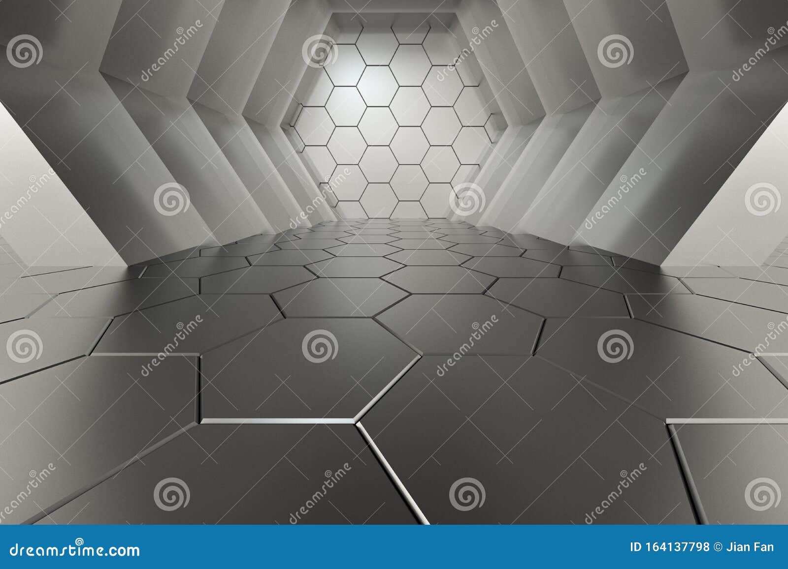 Hexagonal Tunnel Space with Hexagon Cubes, 3d Rendering Stock ...