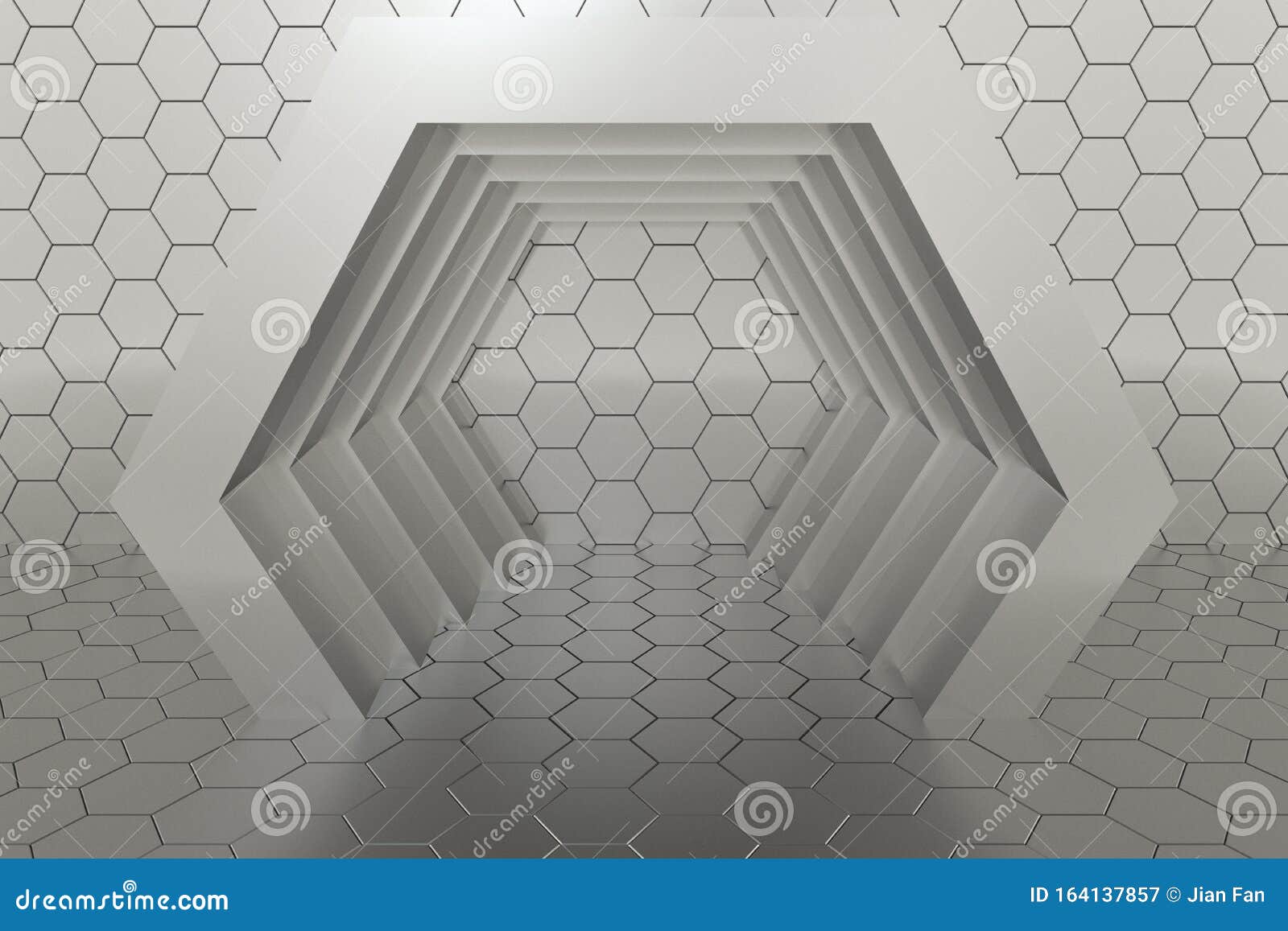 Hexagonal Tunnel Space with Hexagon Cubes, 3d Rendering Stock ...