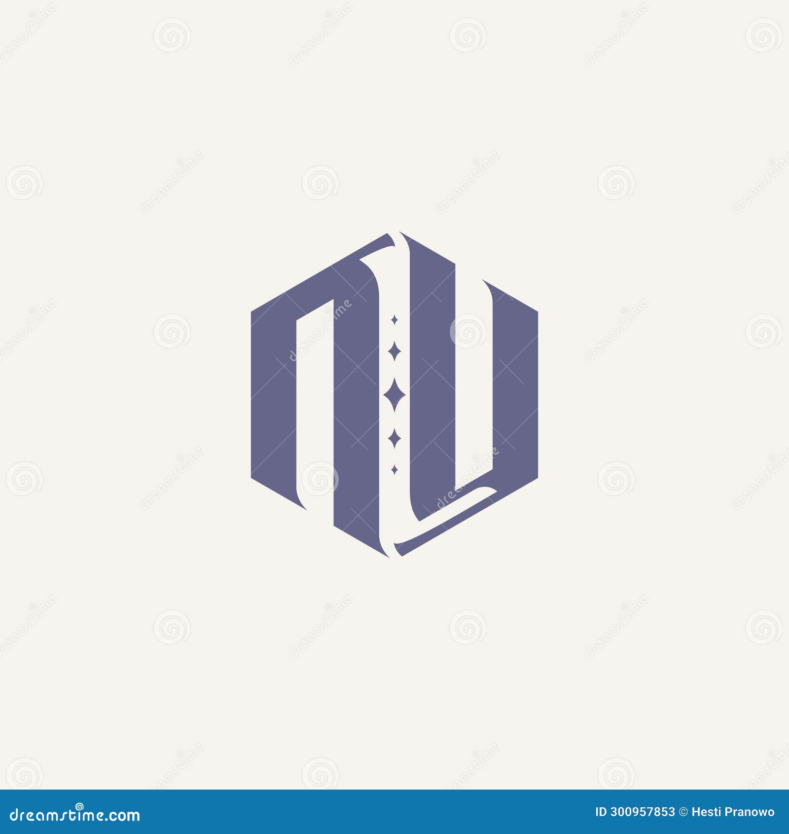 Hexagonal Typography NY Initial Letter Purple Color Stock Vector ...