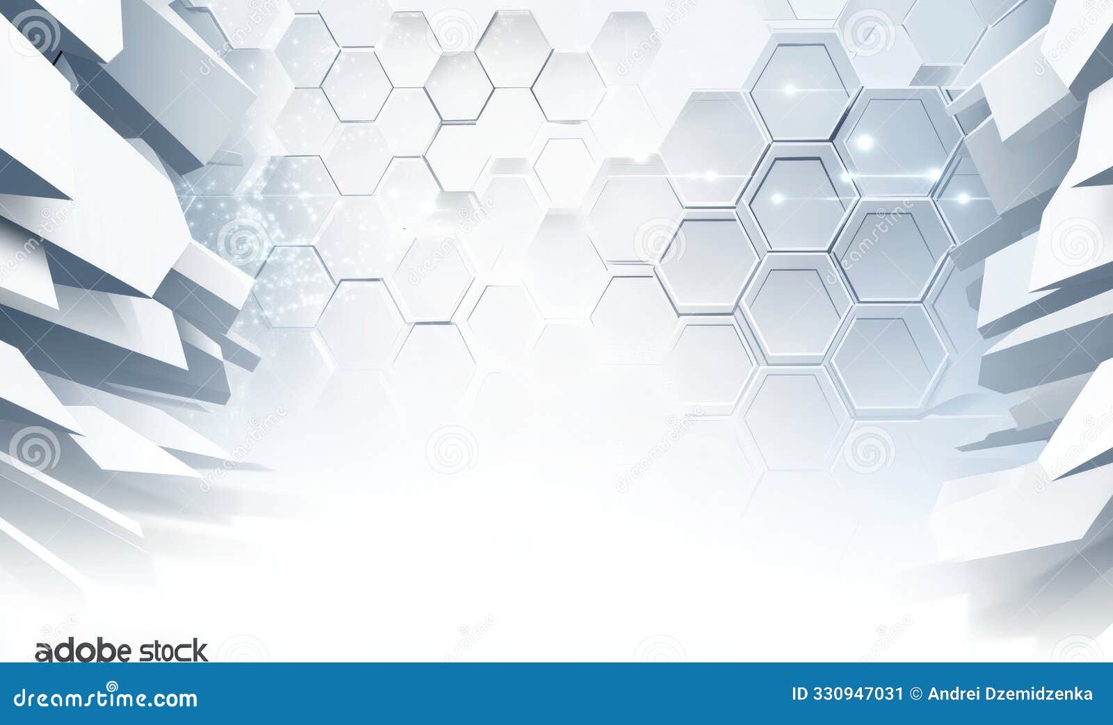 Hexagonal White Background with Copyspace (3D Illustration) Stock ...