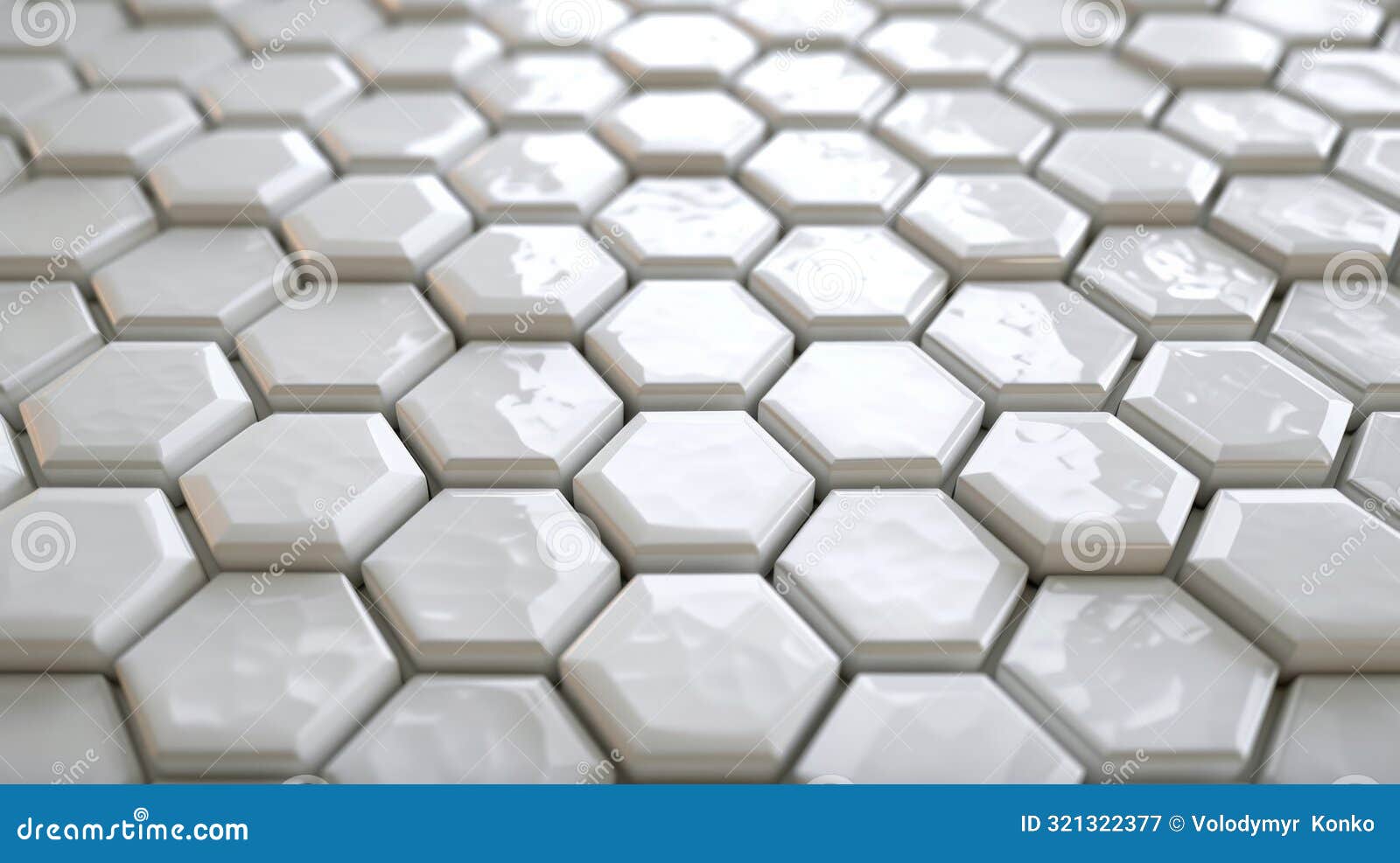 Hexagonal White Ceramic Tiles with Glossy Surface, Close-up View ...