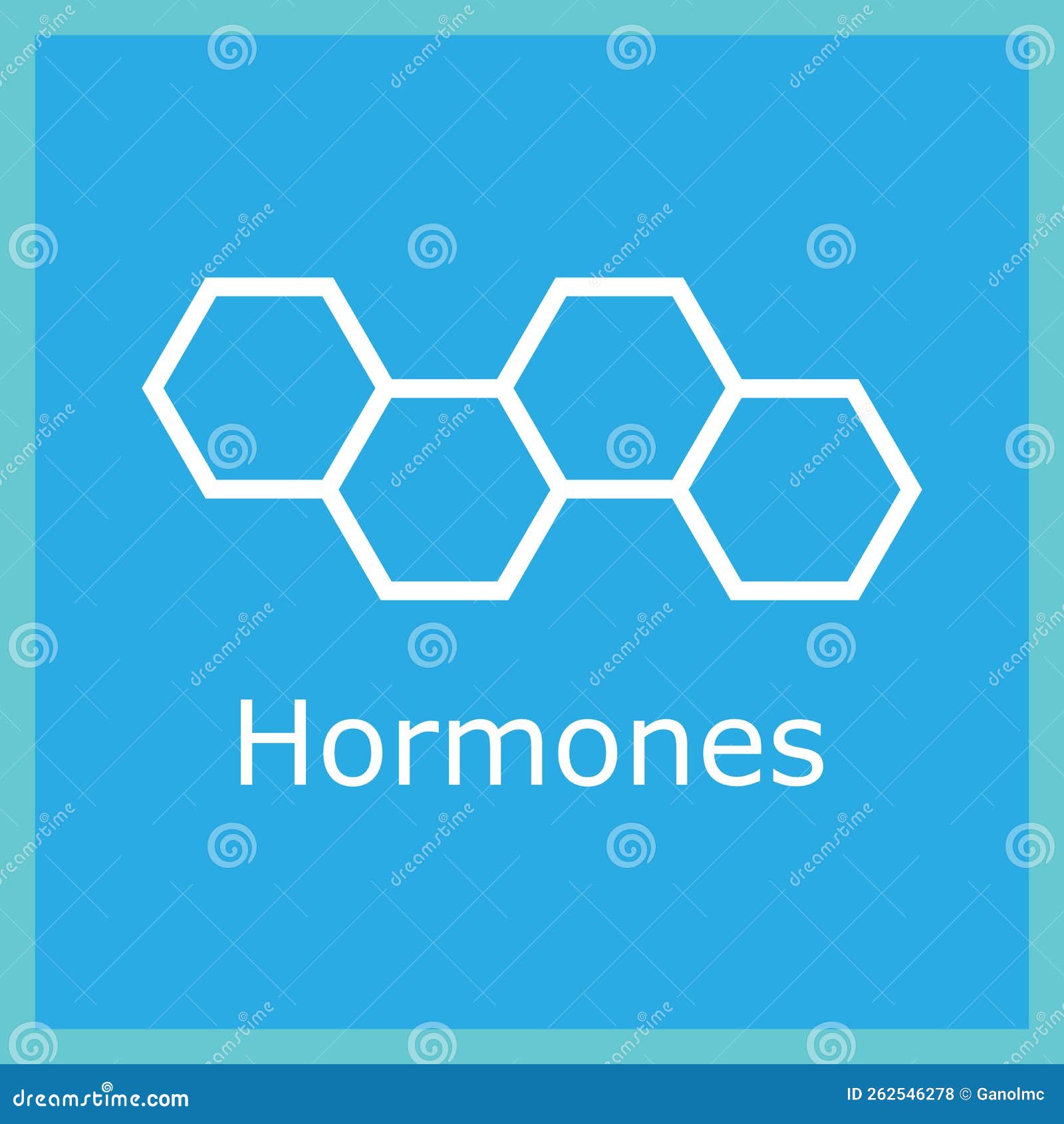 Hexagons Colored Vector Hormones Icon on Blue Background. Vector Stock ...