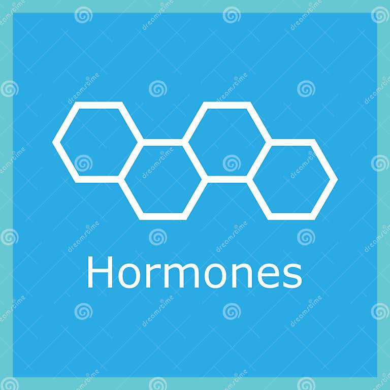 Hexagons Colored Vector Hormones Icon on Blue Background. Vector Stock ...
