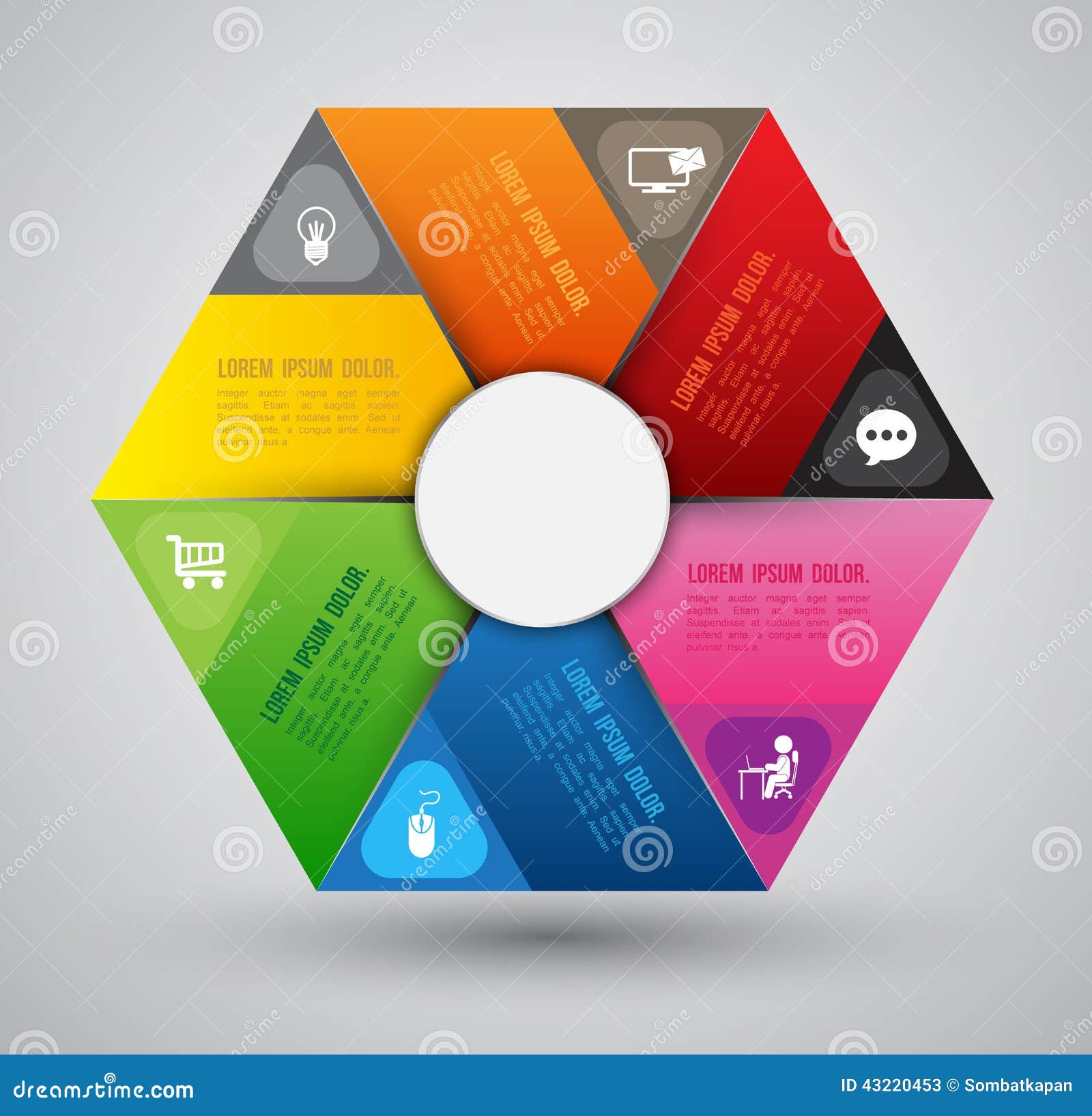 Hexagons Template with Icons. Stock Vector - Illustration of number ...