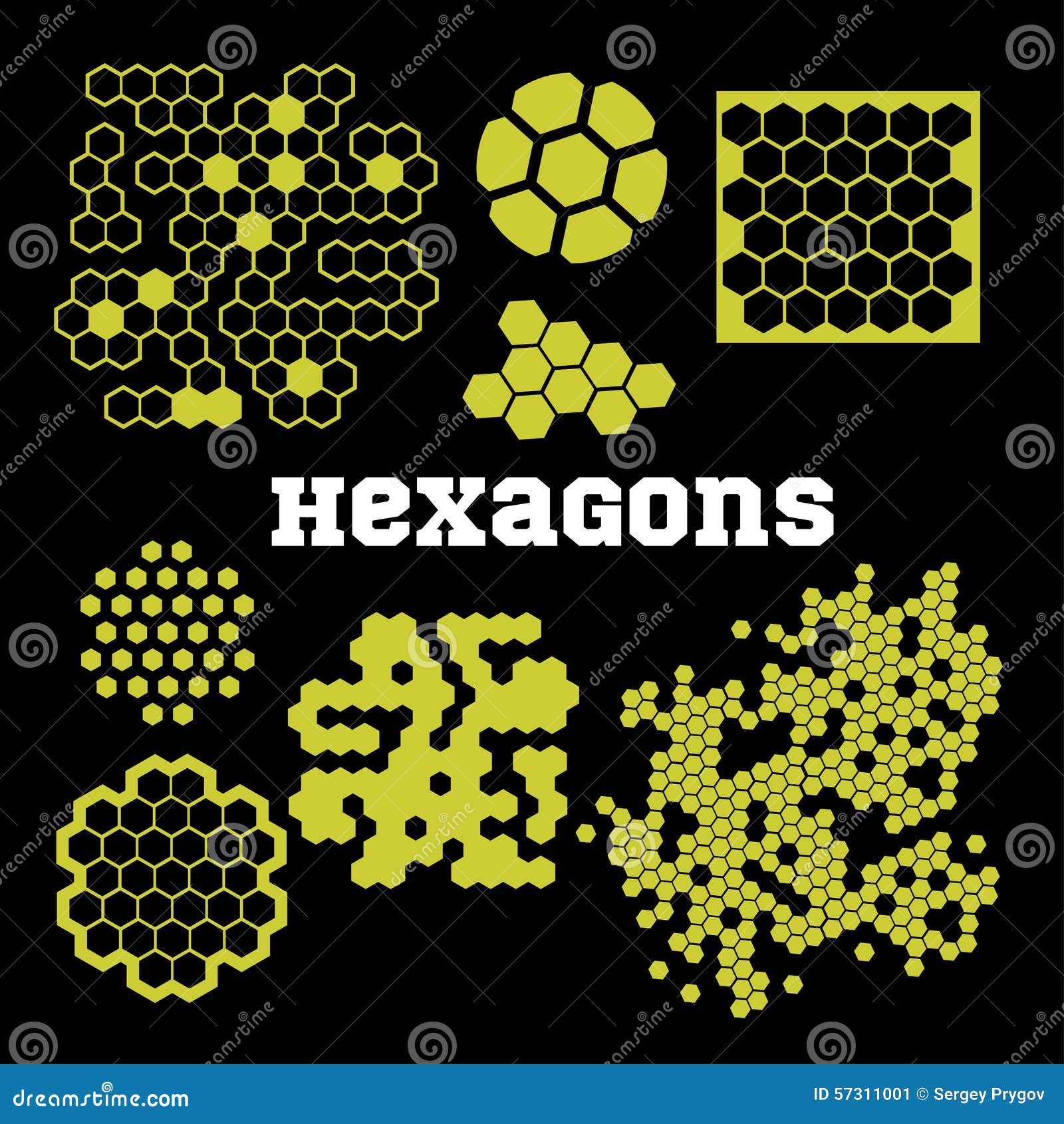 Hexagons - vector set stock vector. Illustration of edge - 57311001