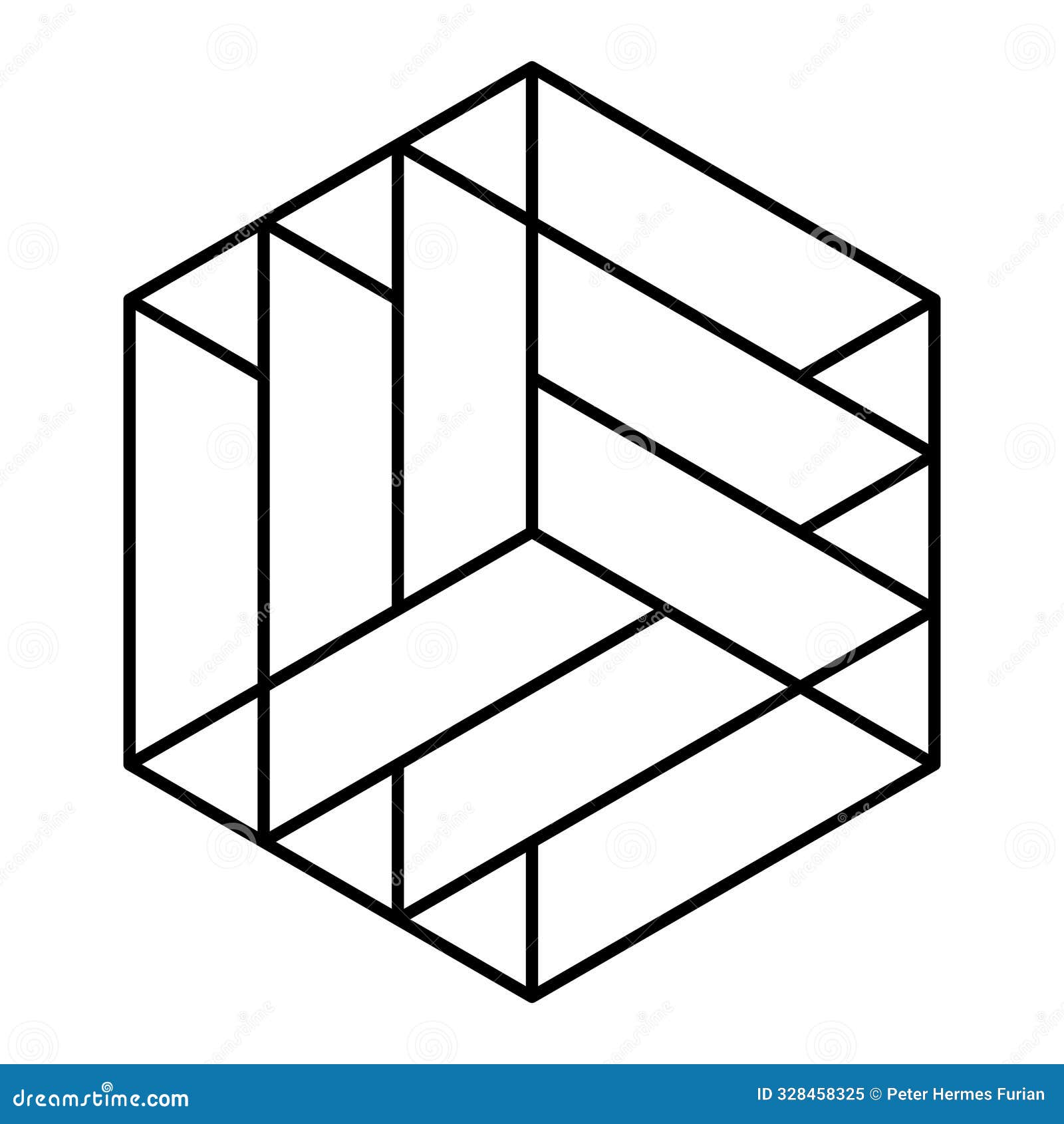 Hexagon with Optical Illusion of a Cube, Crop Circle Pattern Stock Illustration - Illustration ...