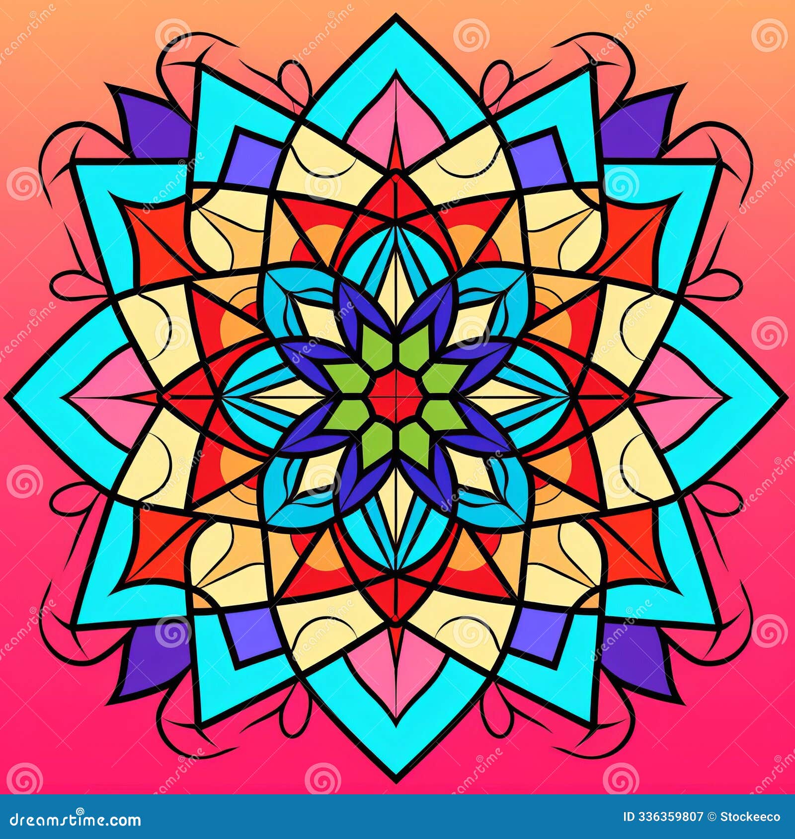 Hexagram Mandala Coloring Page - Intricate Design for Relaxation Stock ...