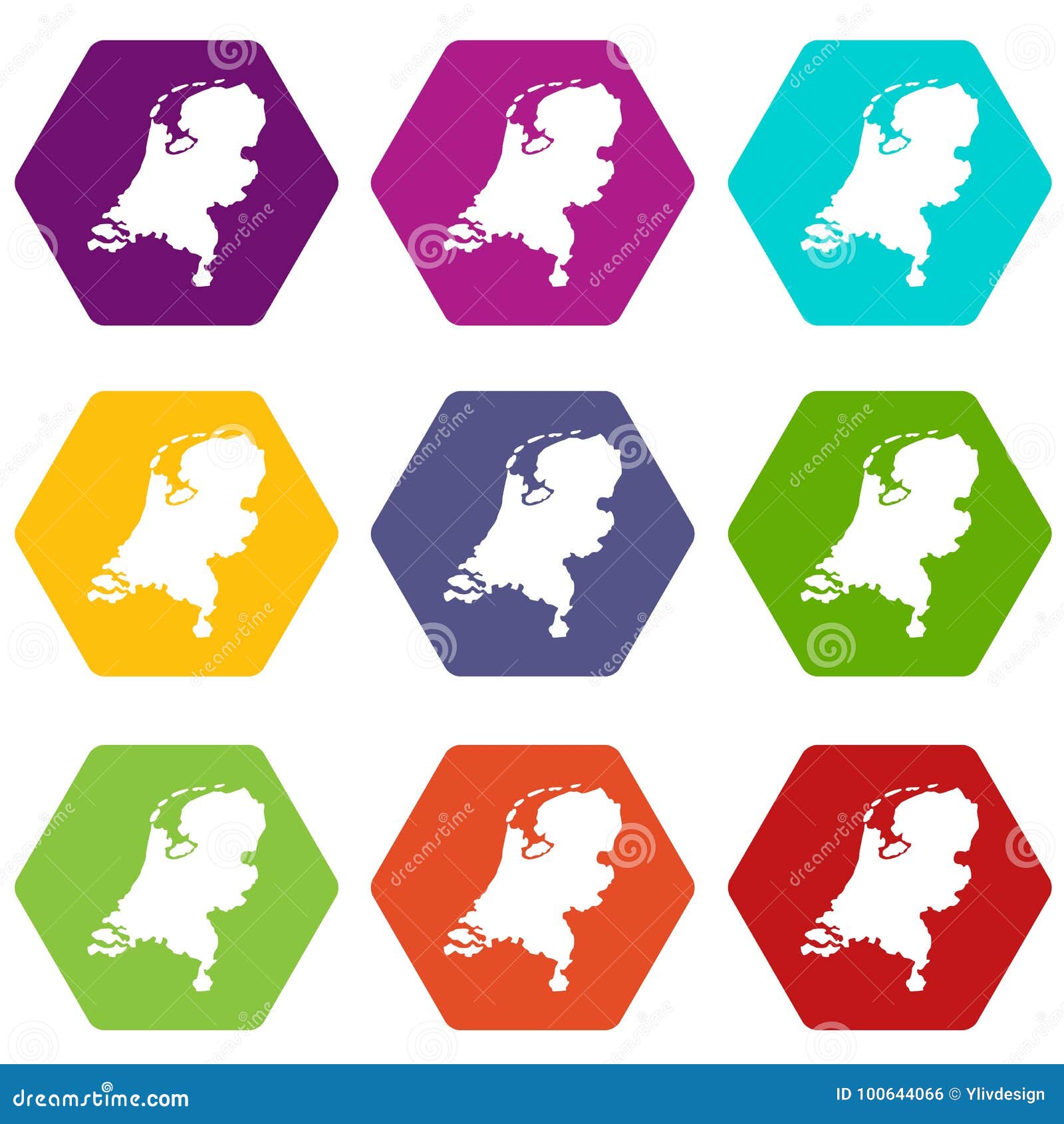 Hexahedron Determinado Del Color Del Icono Del Mapa De Holanda ...