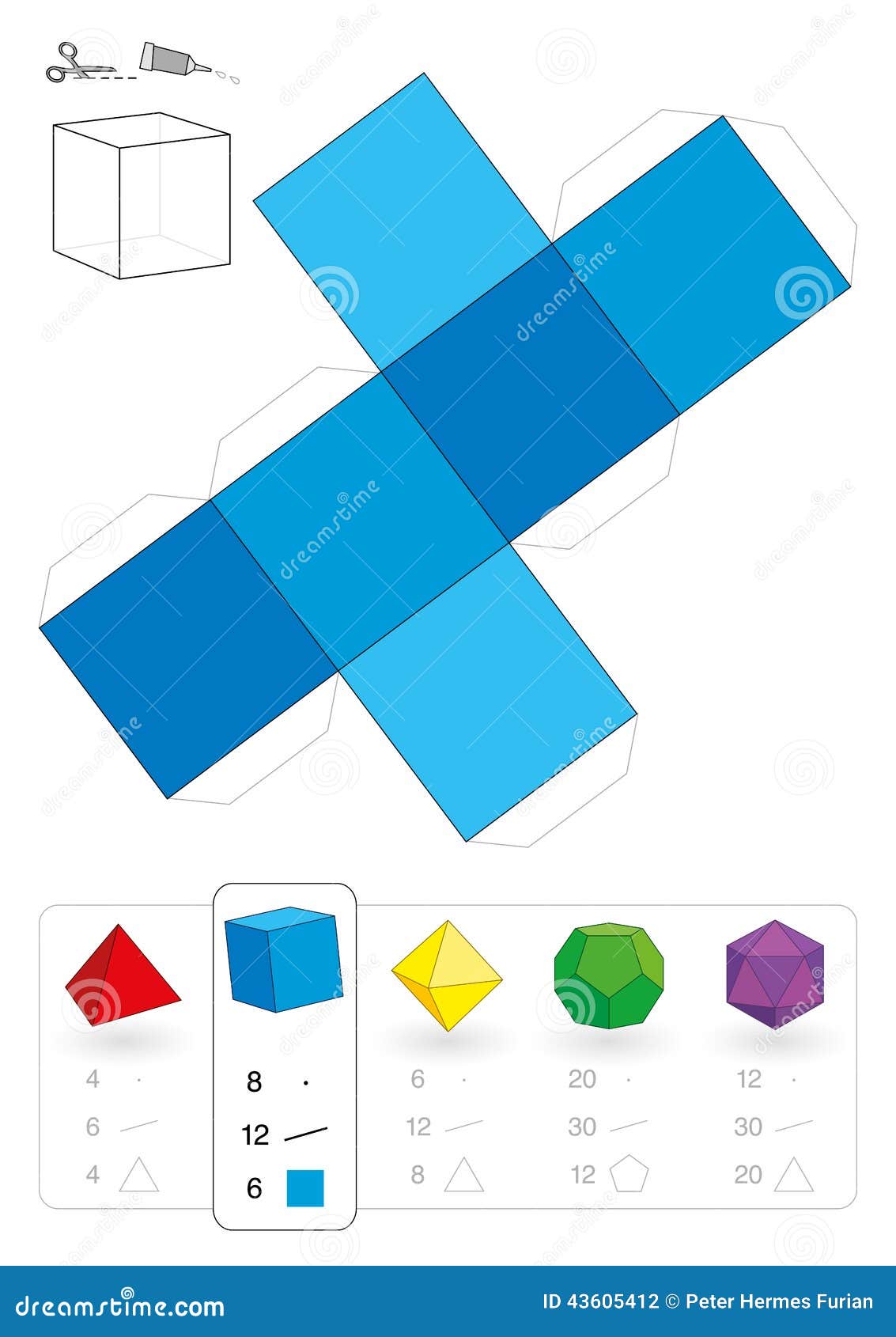 Hexahedron modelo de papel stock de ilustración. Ilustración de fondo ...
