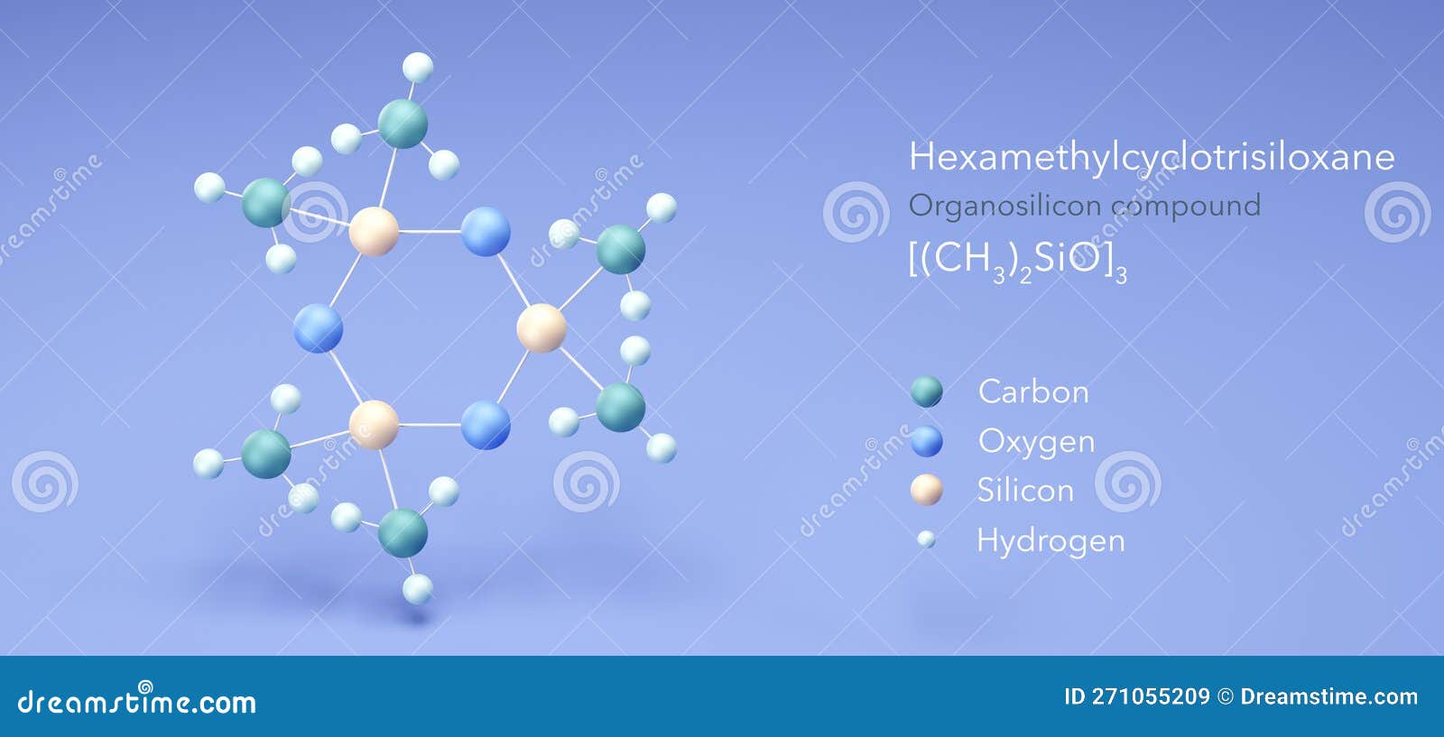 Hexamethylcyclotrisiloxane Molecule, Molecular Structures ...