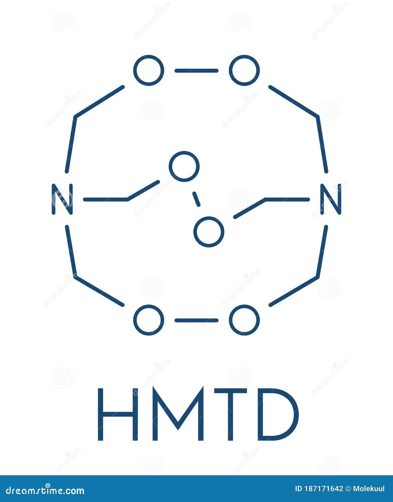 Hexamethylene Triperoxide Diamine HMTD Explosive Molecule. Skeletal ...