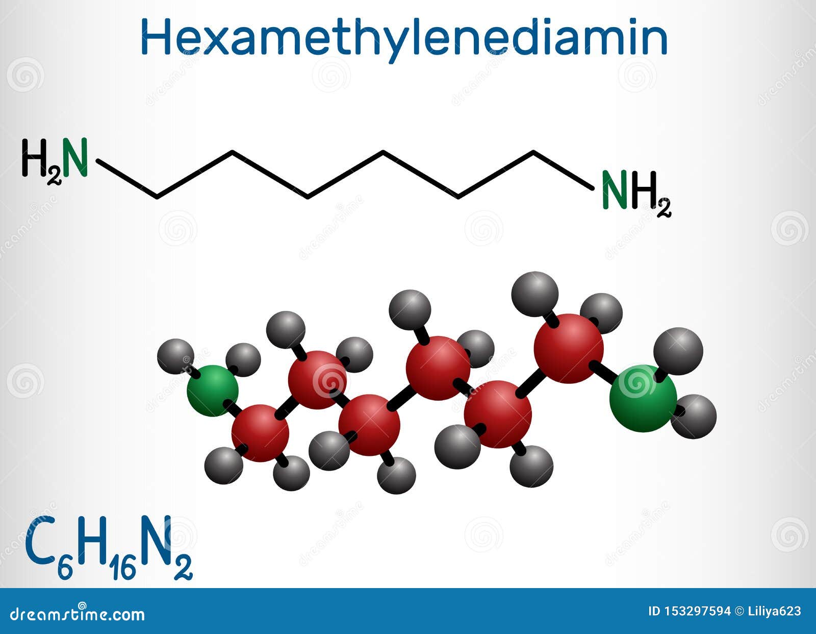 Hexamethylenediamine Diamine Molecule. it is Monomer for Nylon Stock ...
