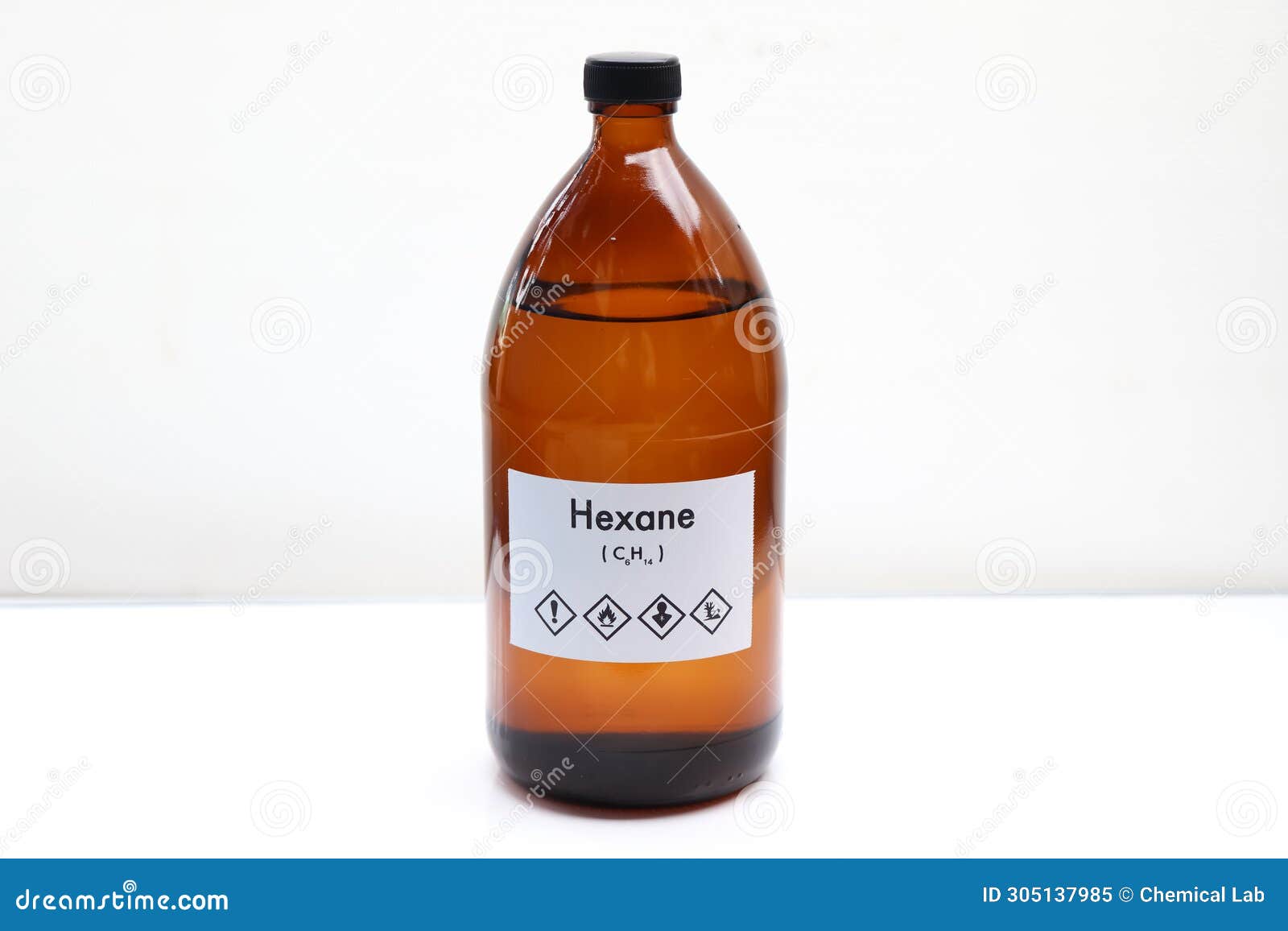 Hexane in Bottle , Chemical in the Laboratory and Industry Stock Image ...
