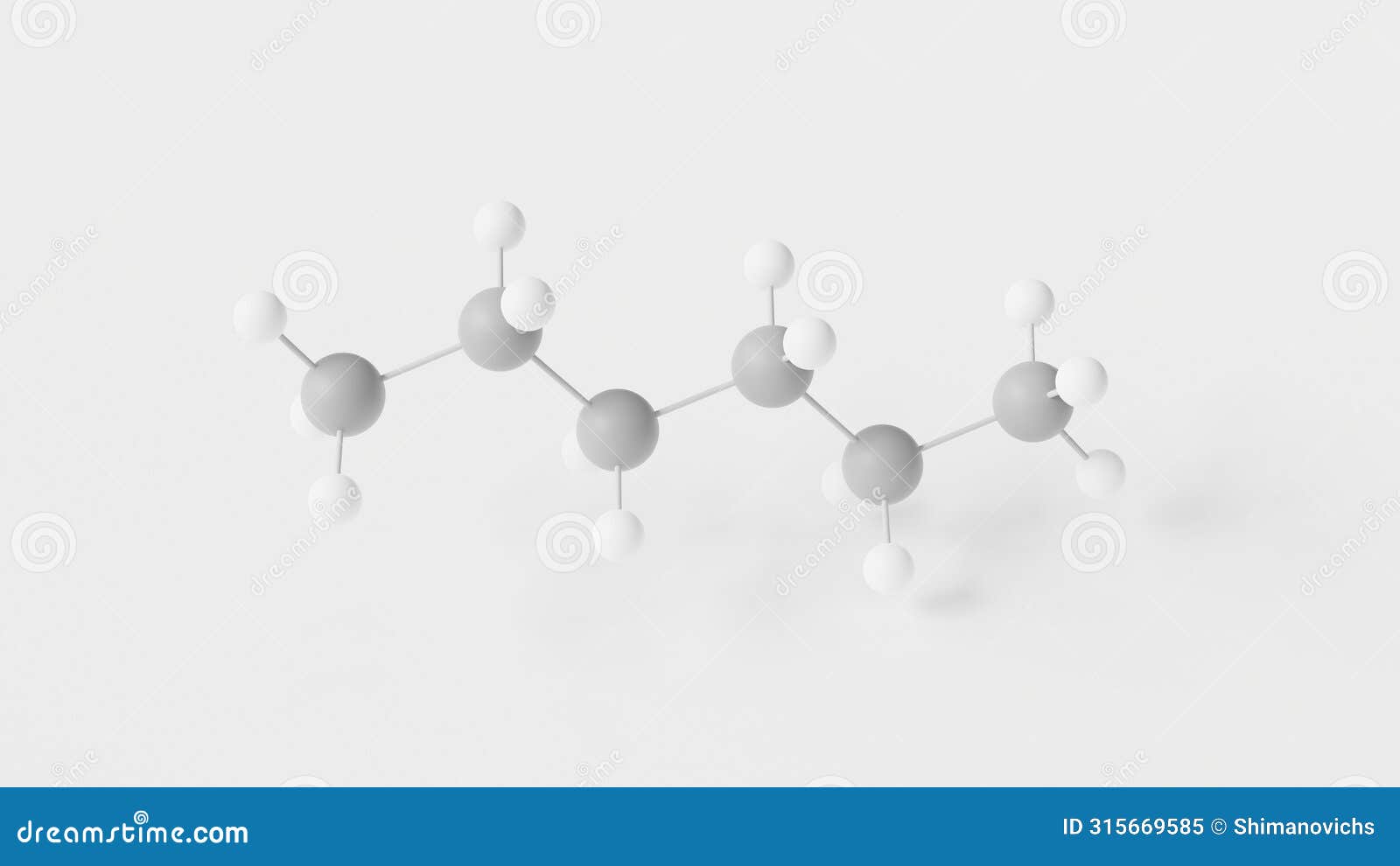 Hexane Molecule 3d, Molecular Structure, Ball and Stick Model ...