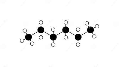 Hexane Molecule, Structural Chemical Formula, Ball-and-stick Model ...