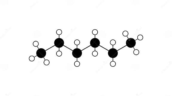 Hexane Molecule, Structural Chemical Formula, Ball-and-stick Model ...