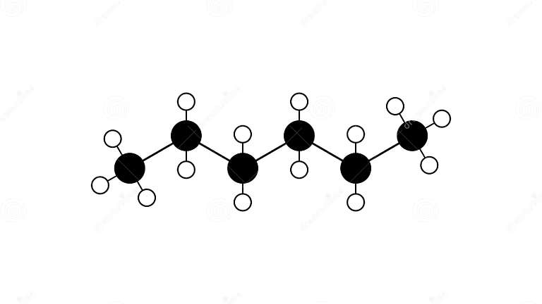 Hexane Molecule, Structural Chemical Formula, Ball-and-stick Model ...
