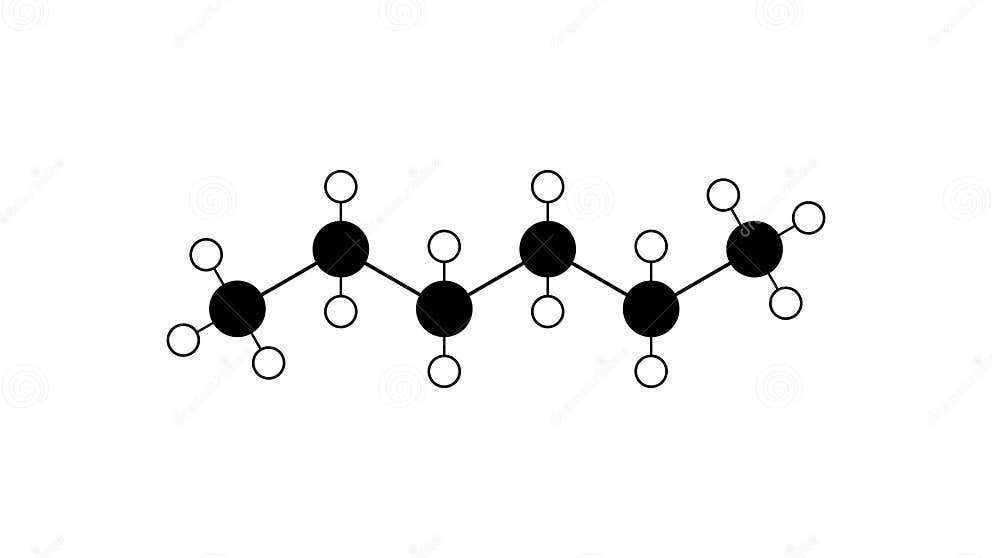 Hexane Molecule, Structural Chemical Formula, Ball-and-stick Model ...