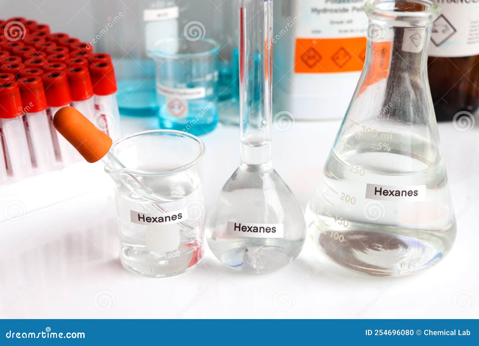 Hexanes in Glass, Chemical in the Laboratory Stock Photo - Image of ...
