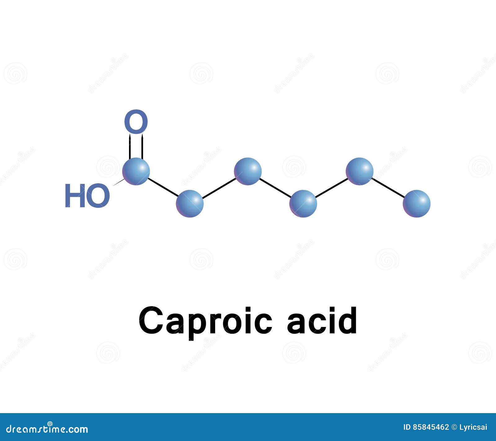Hexanoic or caproic acid stock vector. Illustration of carbon - 85845462