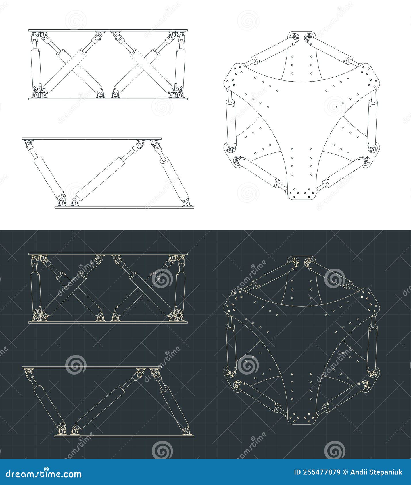 Hexapod Mechanism Blueprints Vector Illustration | CartoonDealer.com ...