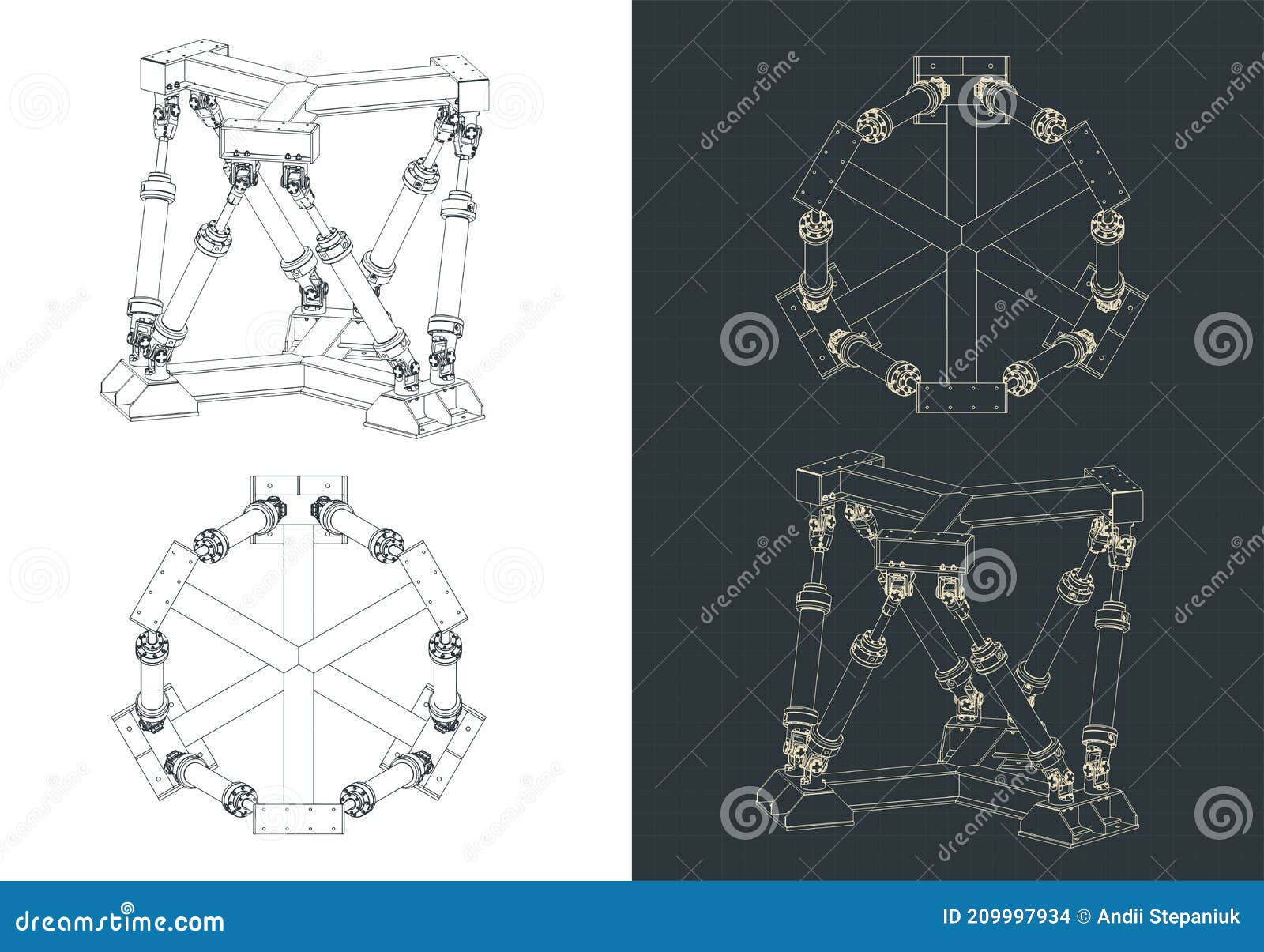 Hexapod Mechanism Blueprints Vector Illustration | CartoonDealer.com ...