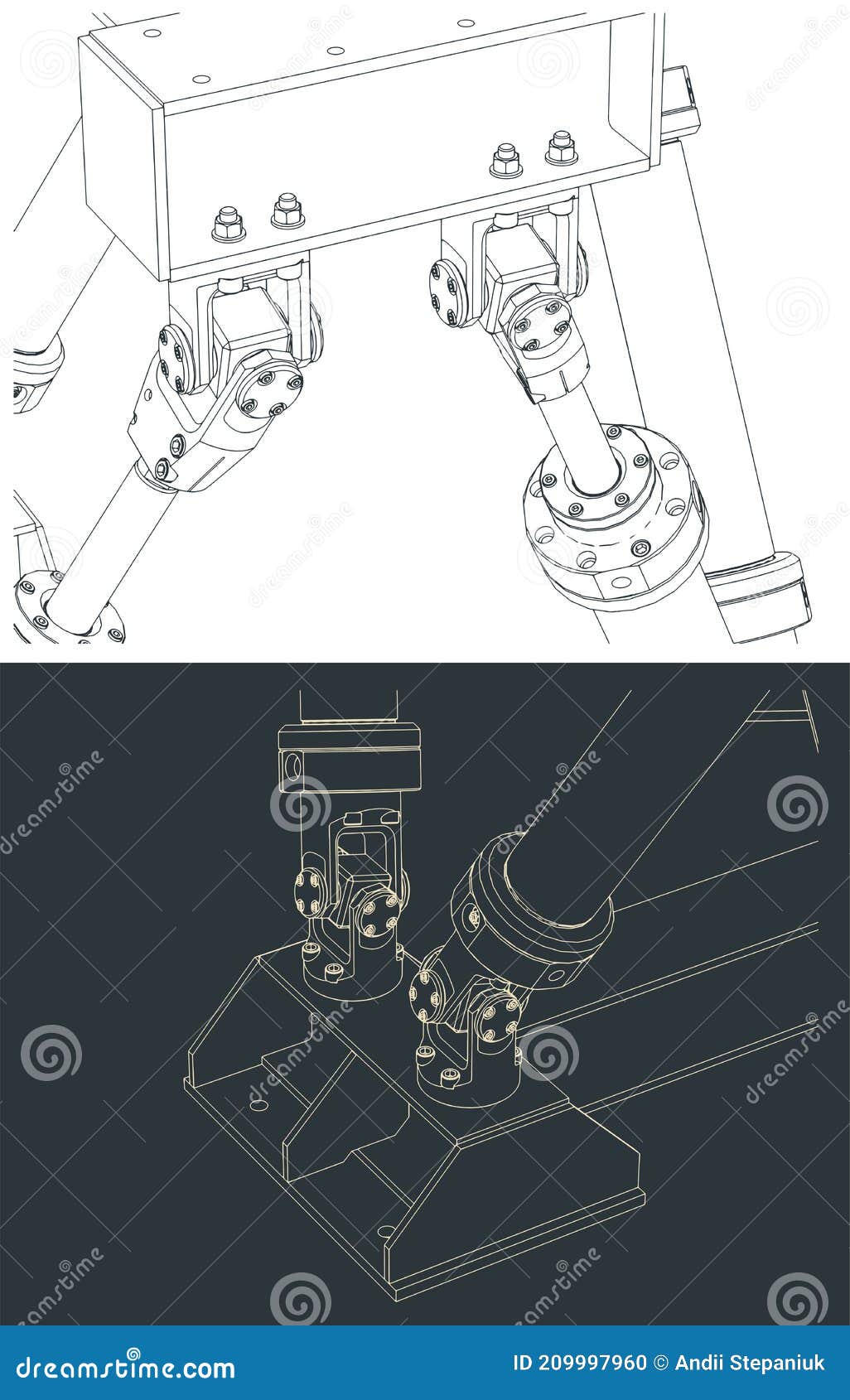 Hexapod Mechanism Blueprints Vector Illustration | CartoonDealer.com ...
