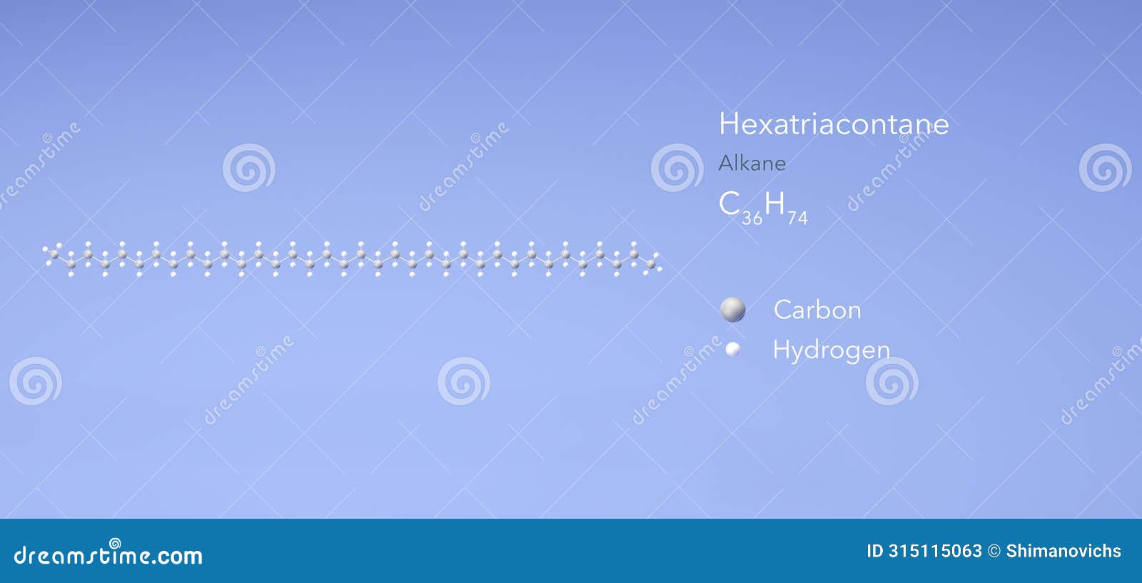 Hexatriacontane Molecule, Molecular Structures, Alkane, 3d Model ...