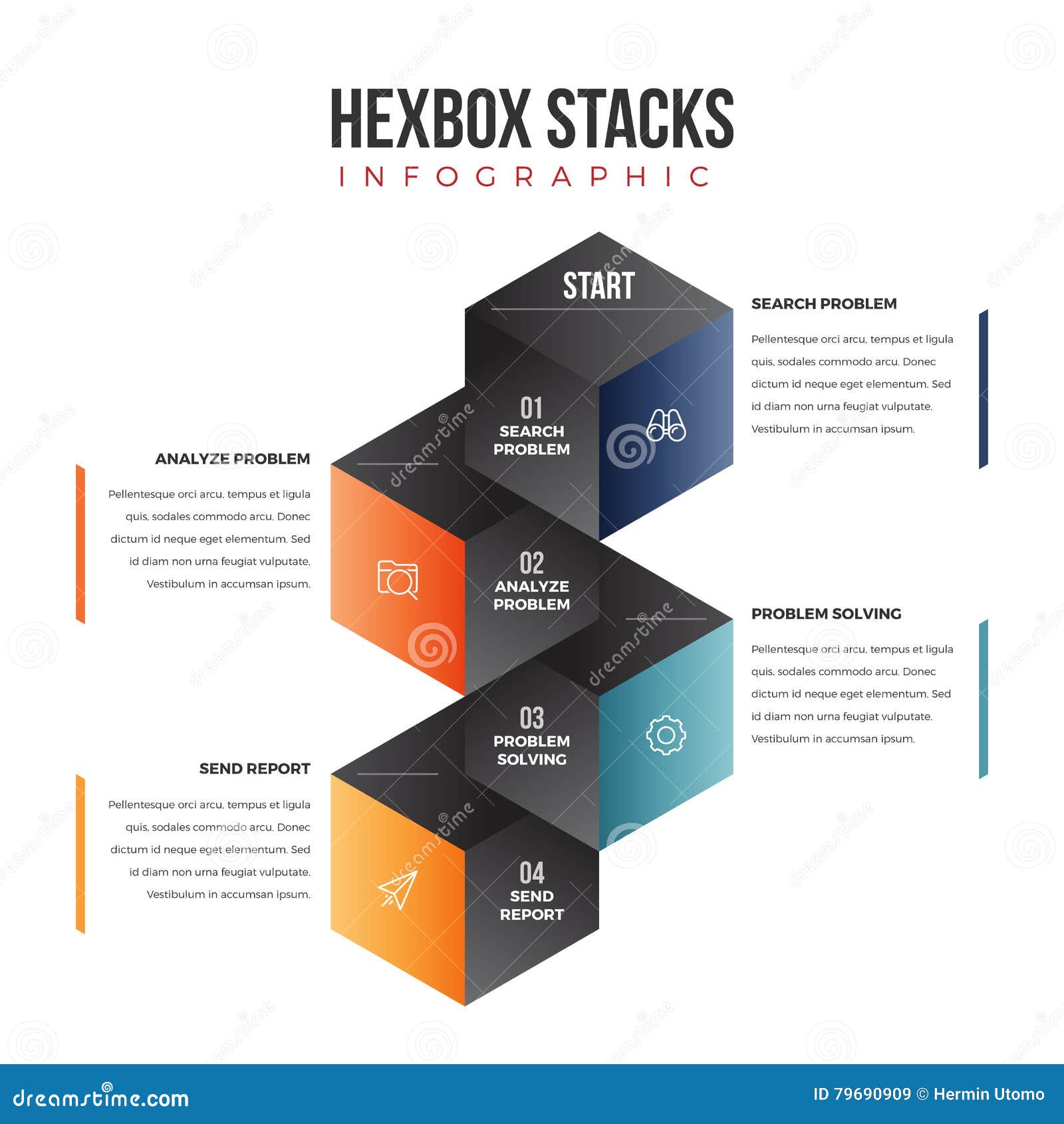 Hexbox Stacks Infographic stock vector. Illustration of colorful - 79690909
