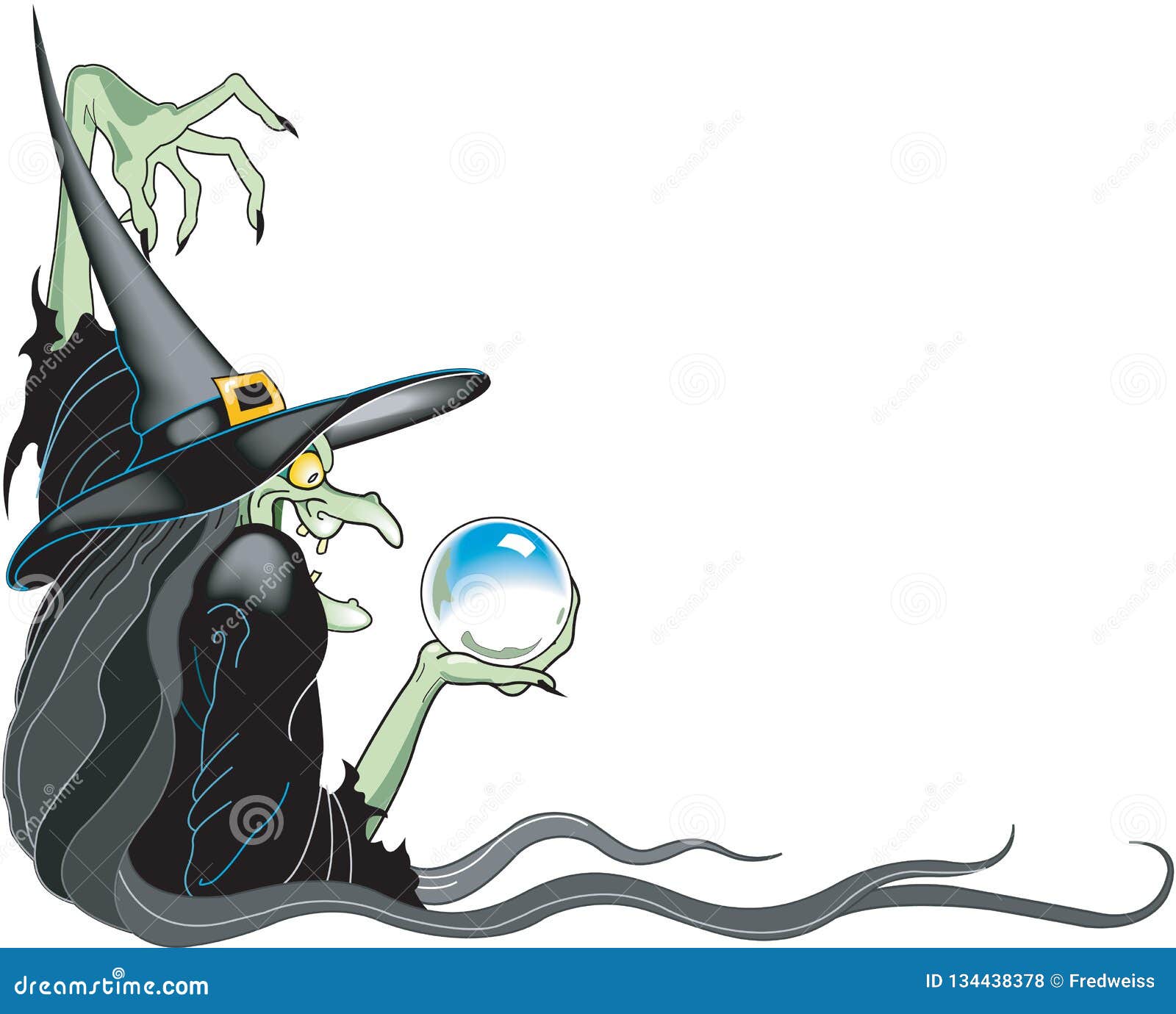 Hexen-und Crystal Ball Border Vector Cartoon-Illustration Vektor ...