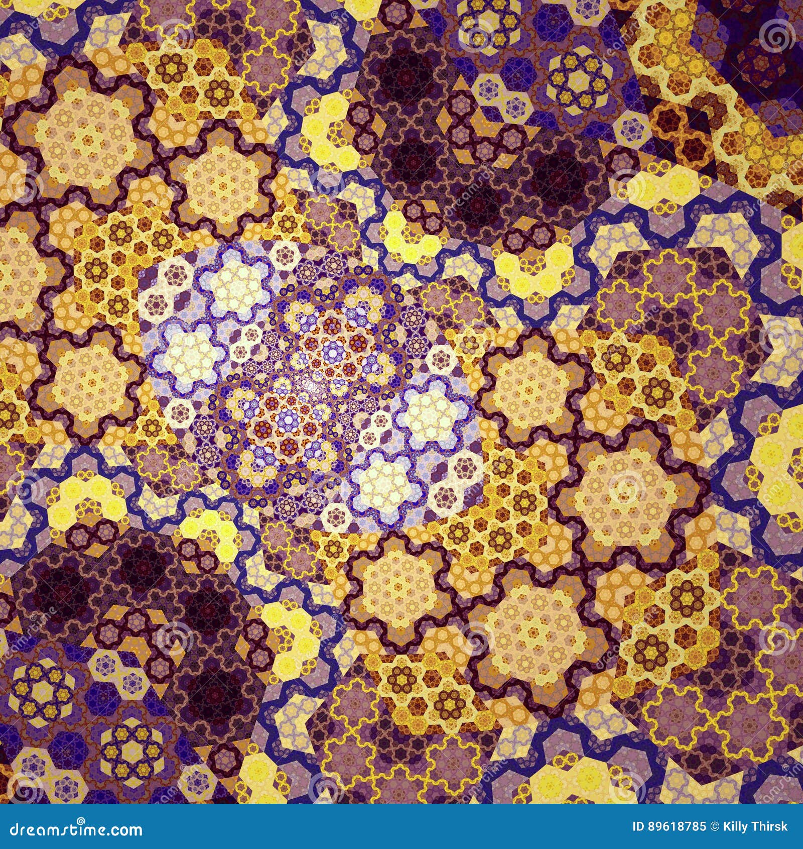 Hexgonal Yellow and Blue Fractal Structure Stock Image - Image of ...