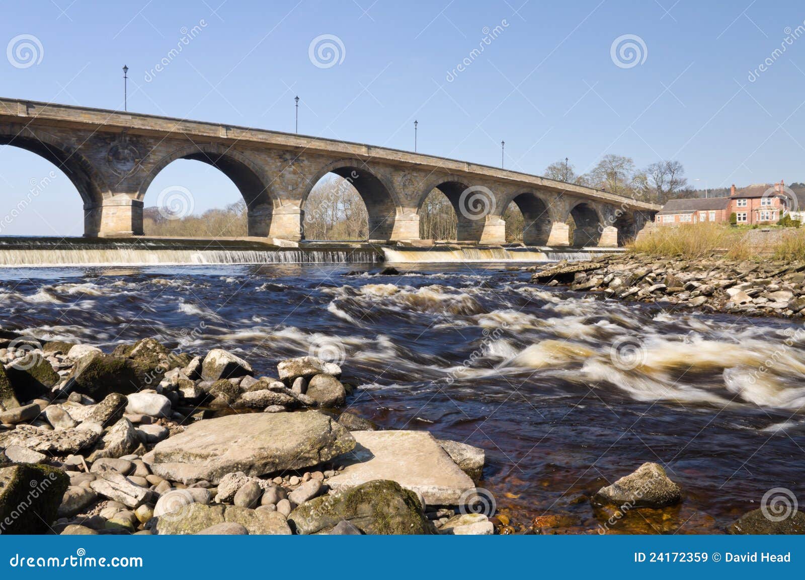 Hexham Bridge and rapids stock image. Image of water - 24172359