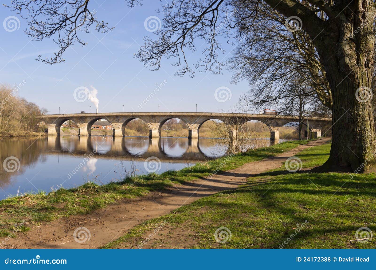 Hexham Bridge and Riverside Path Stock Photo - Image of northumberland ...