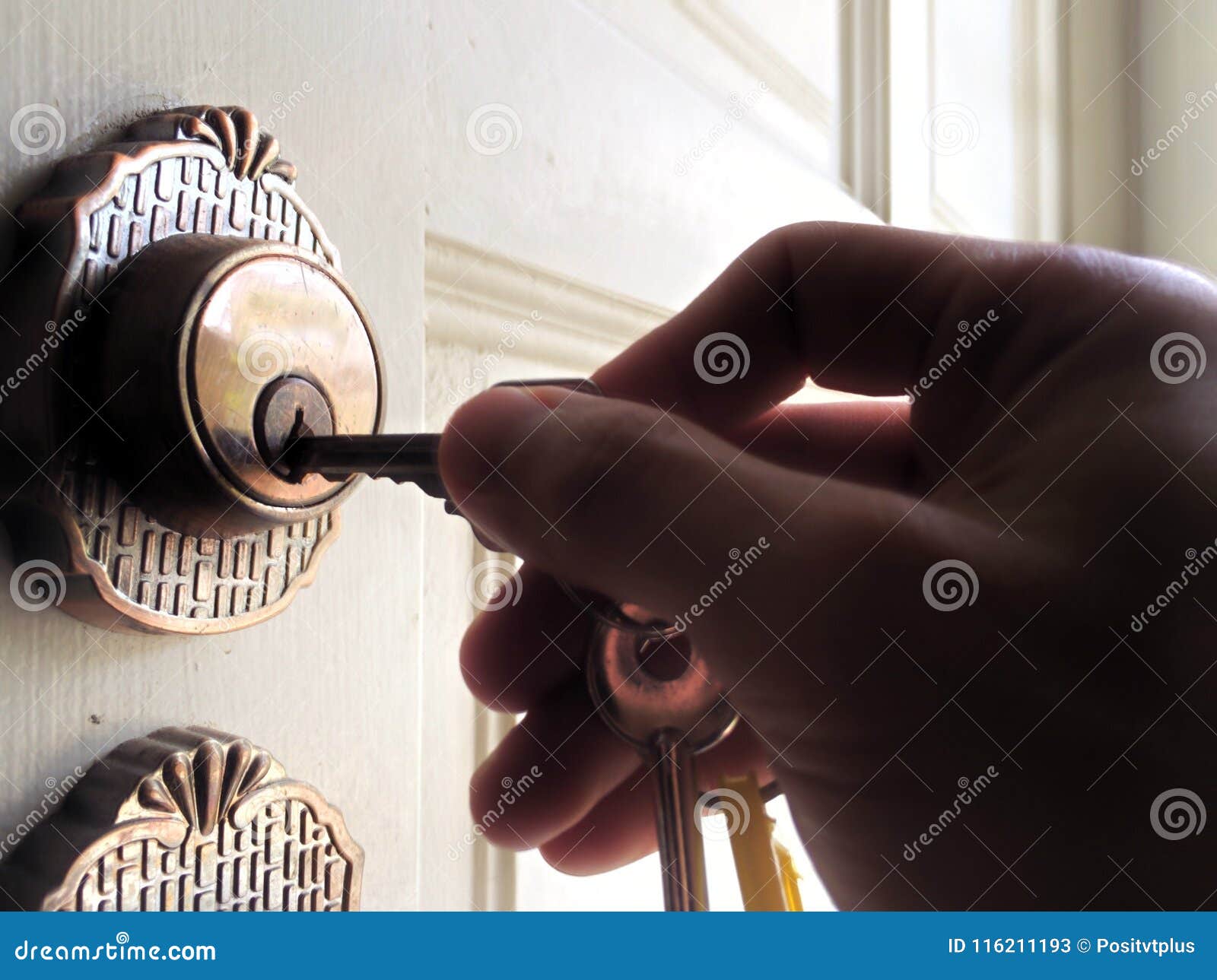 Key hang on door lock stock image. Image of ancient - 116211193