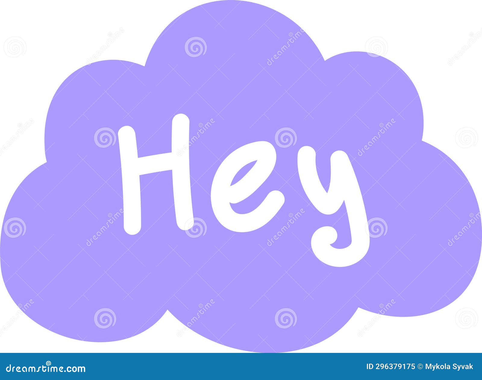 Hey Lettering Cloud stock illustration. Illustration of design - 296379175