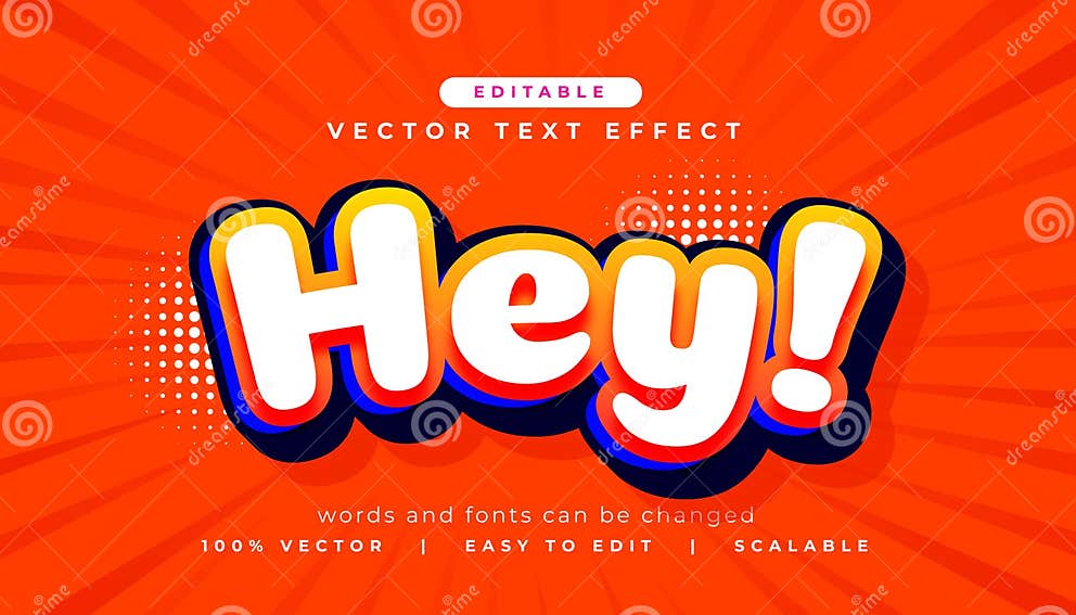 Hey Text Effect Style Editable Mockup Stock Illustration - Illustration ...