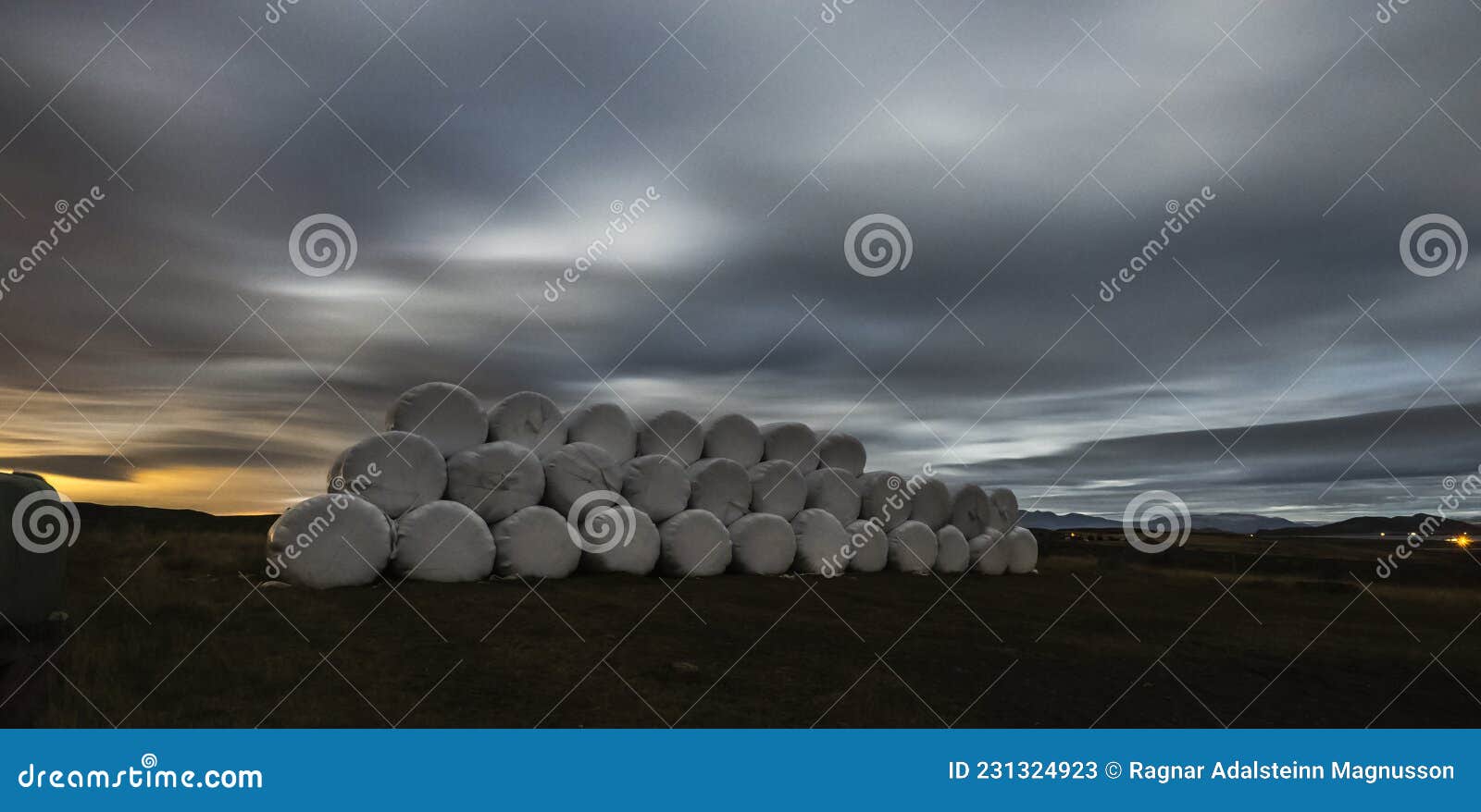 Hay Rolls at Villingavatn in Iceland Stock Image - Image of himinn ...
