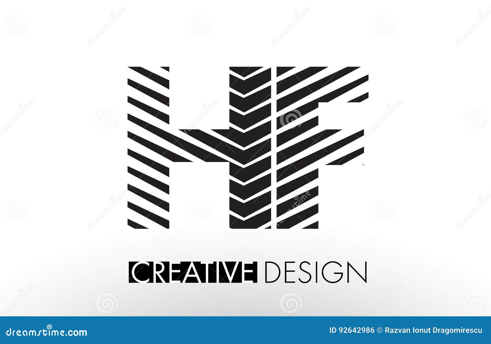 HF H F Lines Letter Design with Creative Elegant Zebra Stock Vector ...