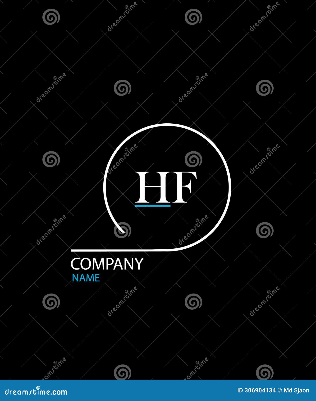 HF Letter LOGO Design. WITH Black Background Vector Illustration ...