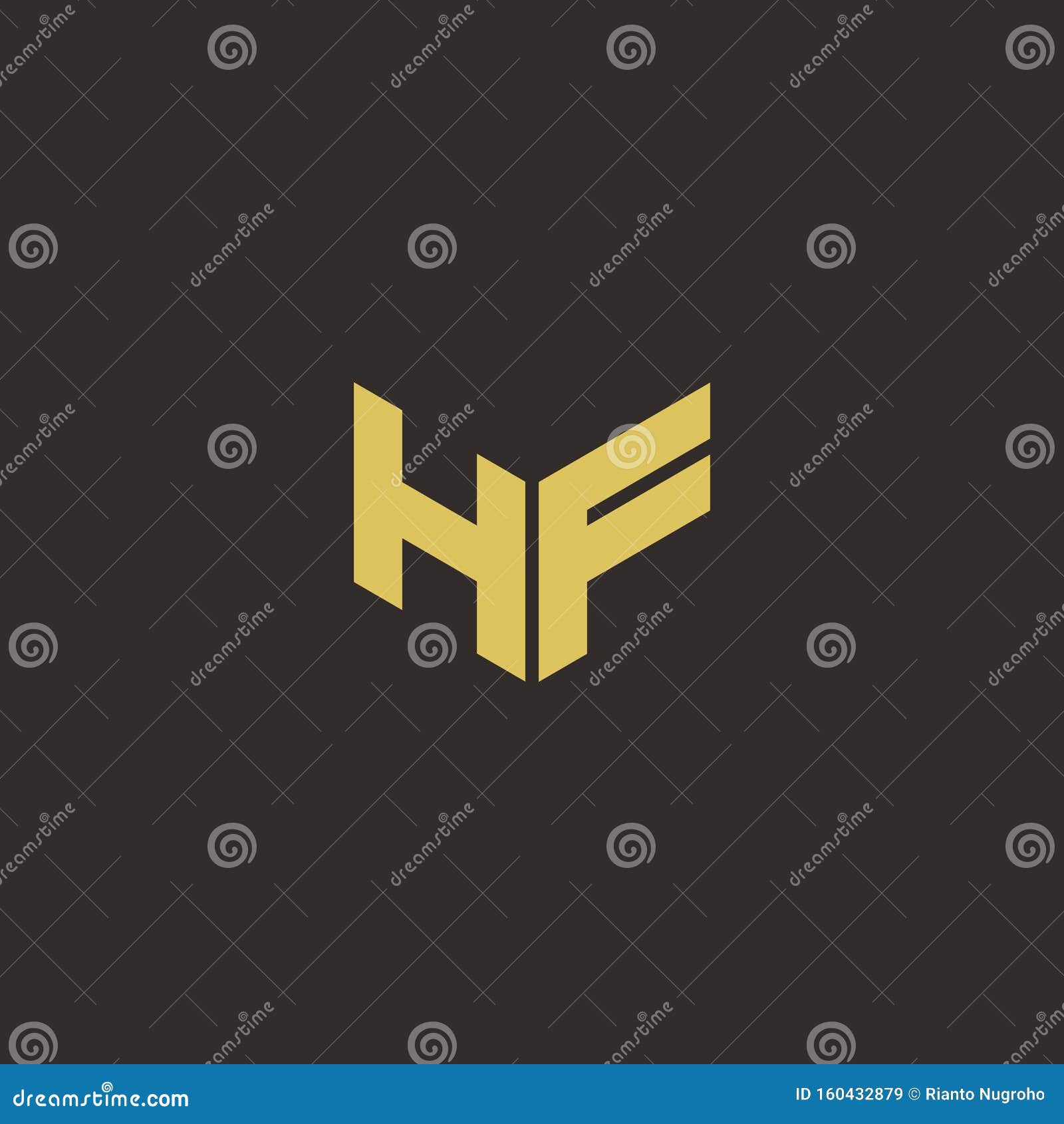 HF Logo Letter Initial Logo Designs Template with Gold and Black ...