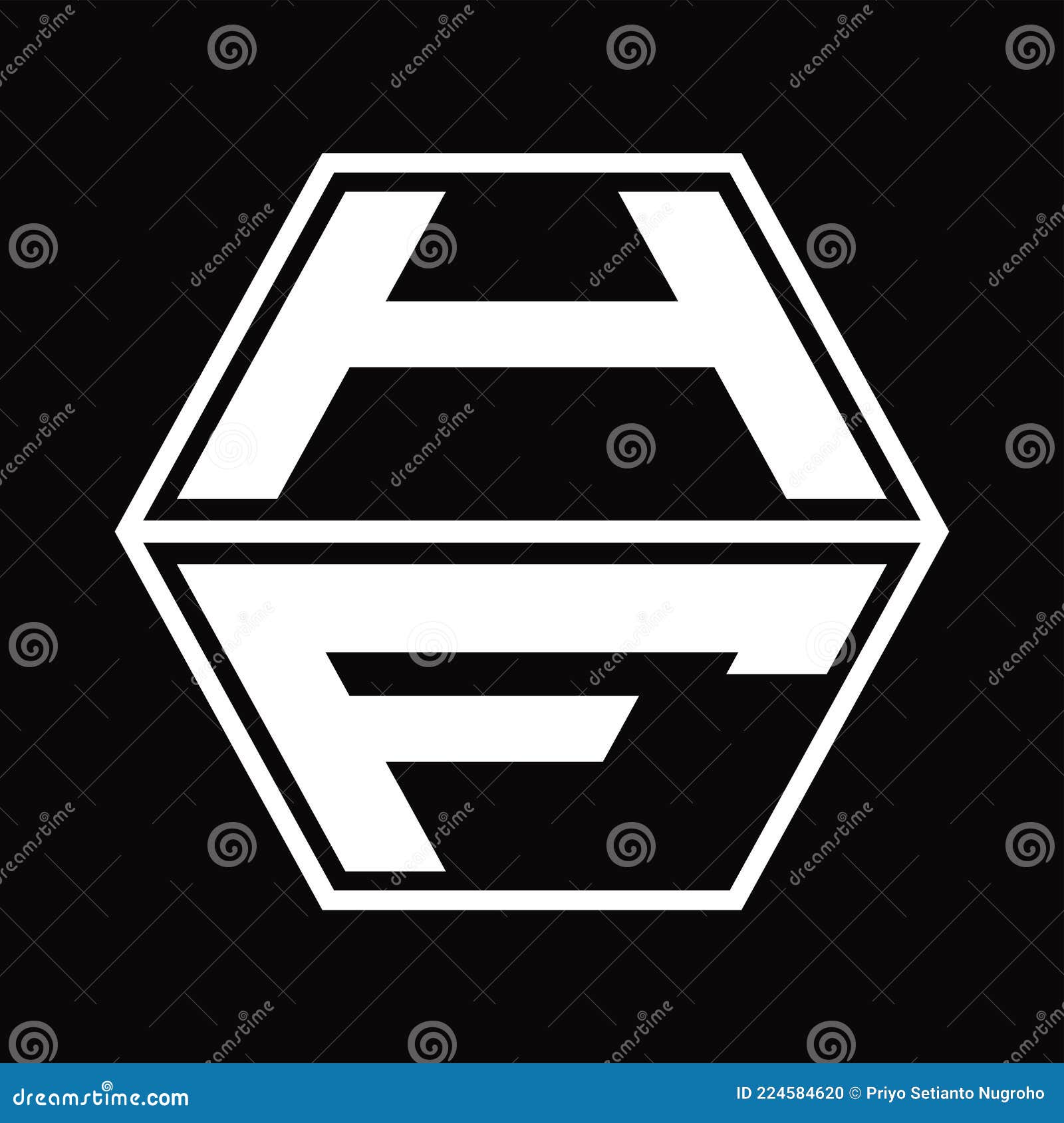 HF Logo Monogram with Hexagon Shape Up and Down Design Template Stock ...